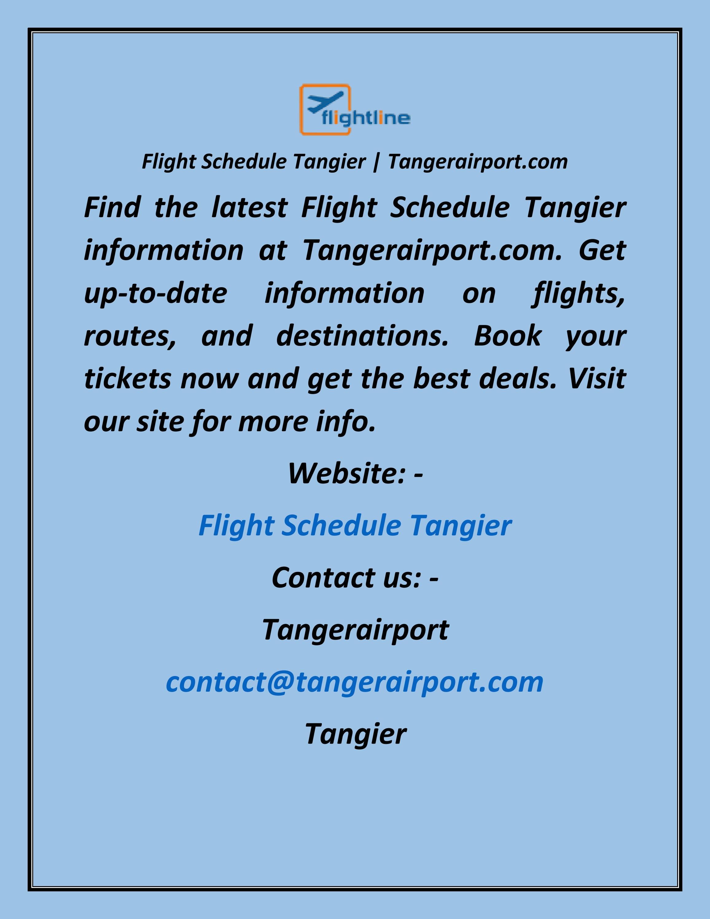 Flight Schedule Tangier | Tangerairport.com by Tangerairport - Issuu