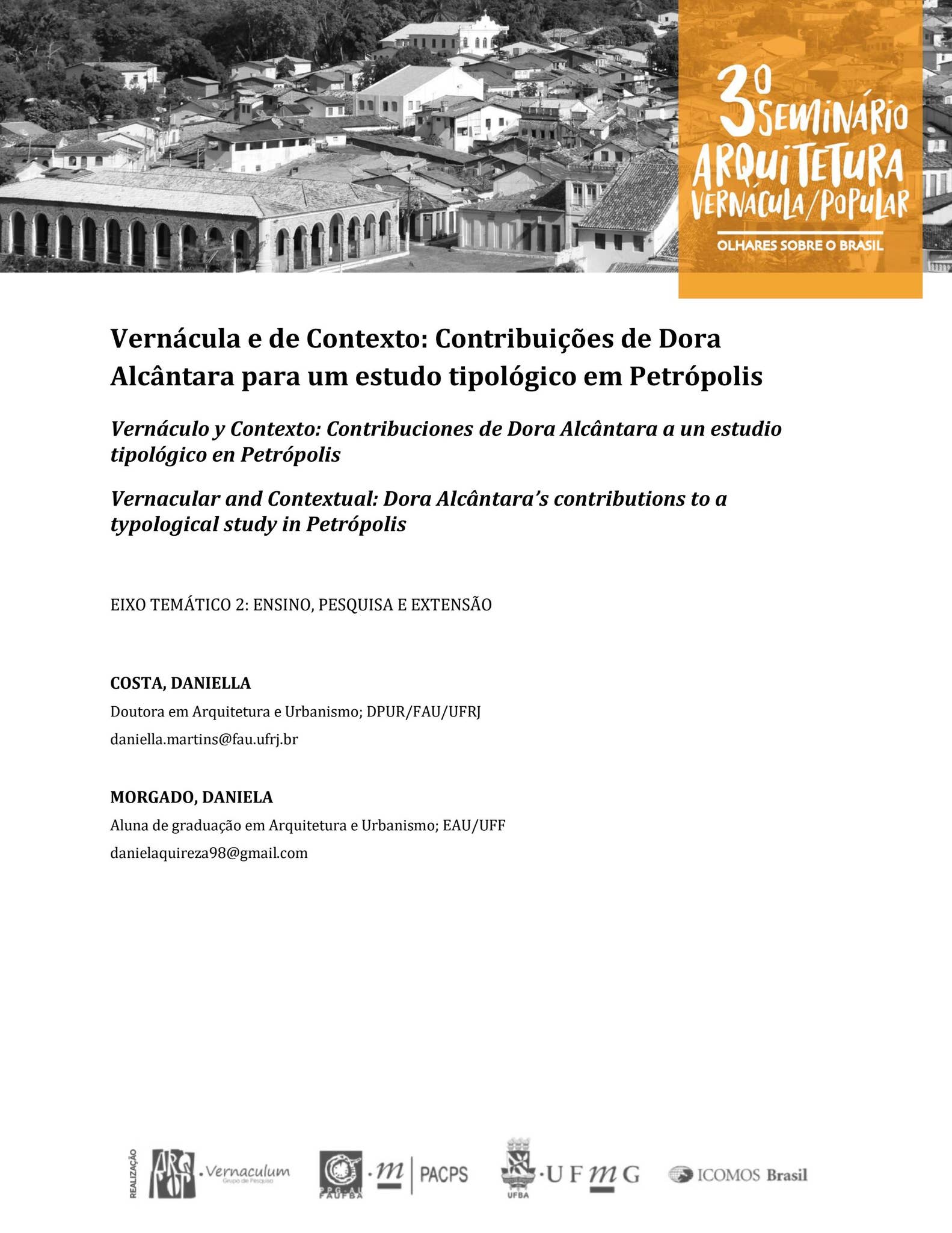 Vernácula e de Contexto: Contribuições de Dora Alcântara para um estudo ...