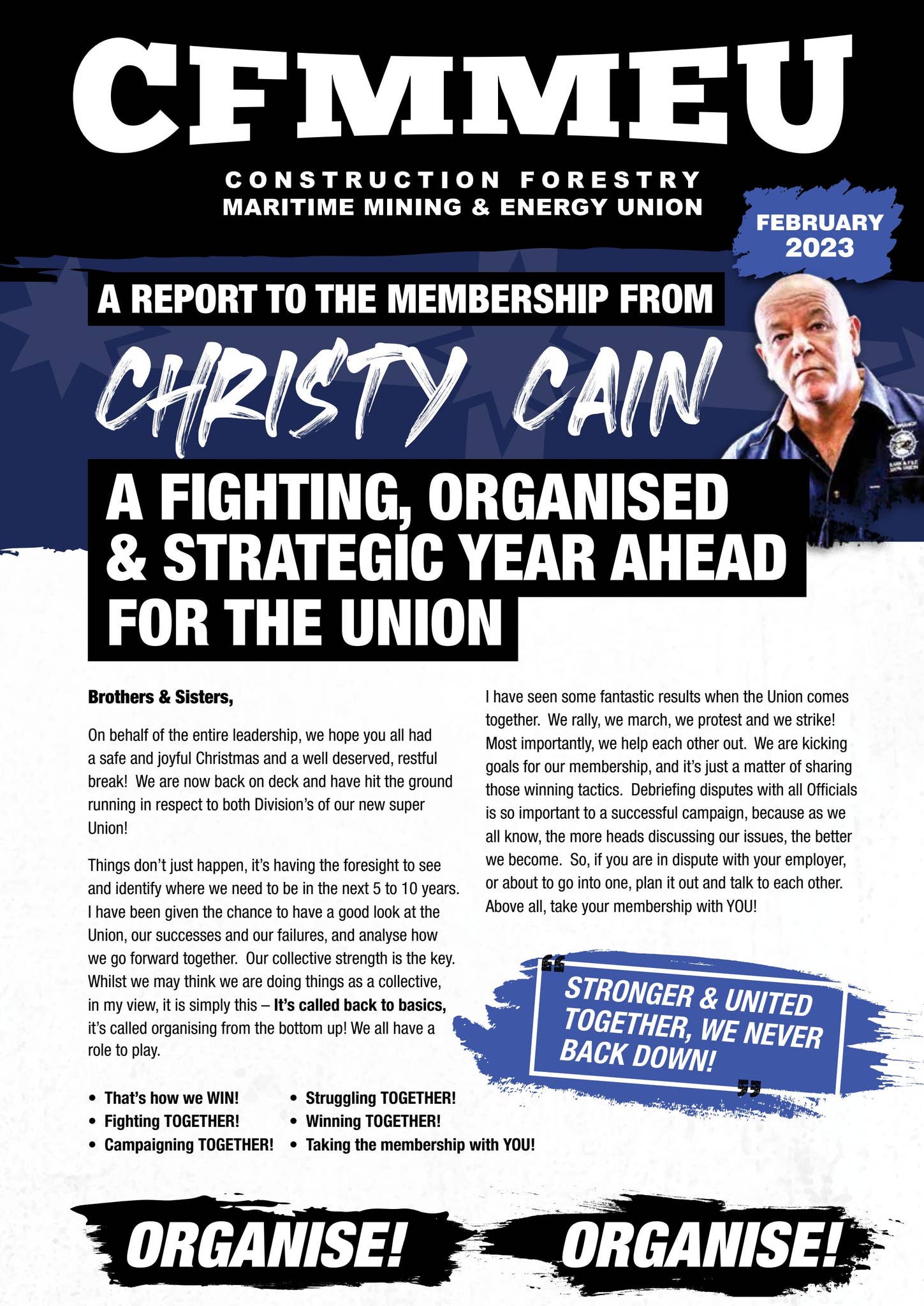 Christy Cain, CFMMEU National Secretary's Report - February 2023 by ...