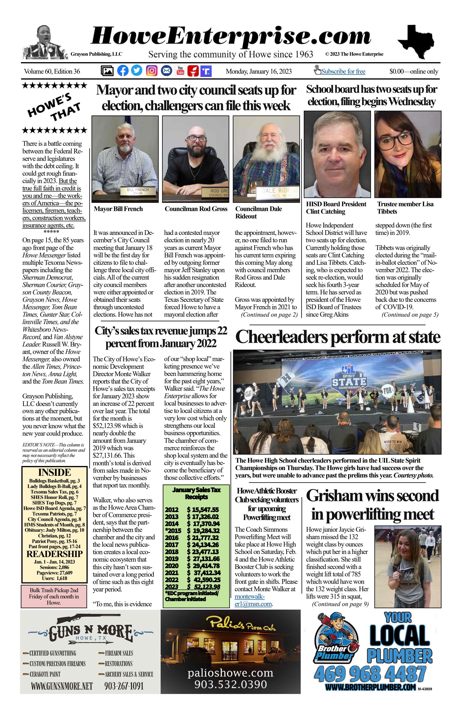 60.36 Howe Enterprise January 16, 2023 by The Howe Enterprise - Issuu