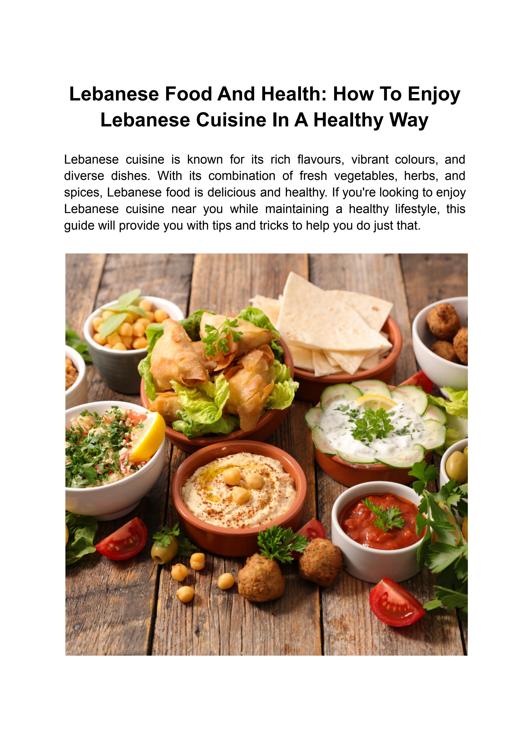 Lebanese Food And Health: How To Enjoy Lebanese Cuisine In A Healthy ...