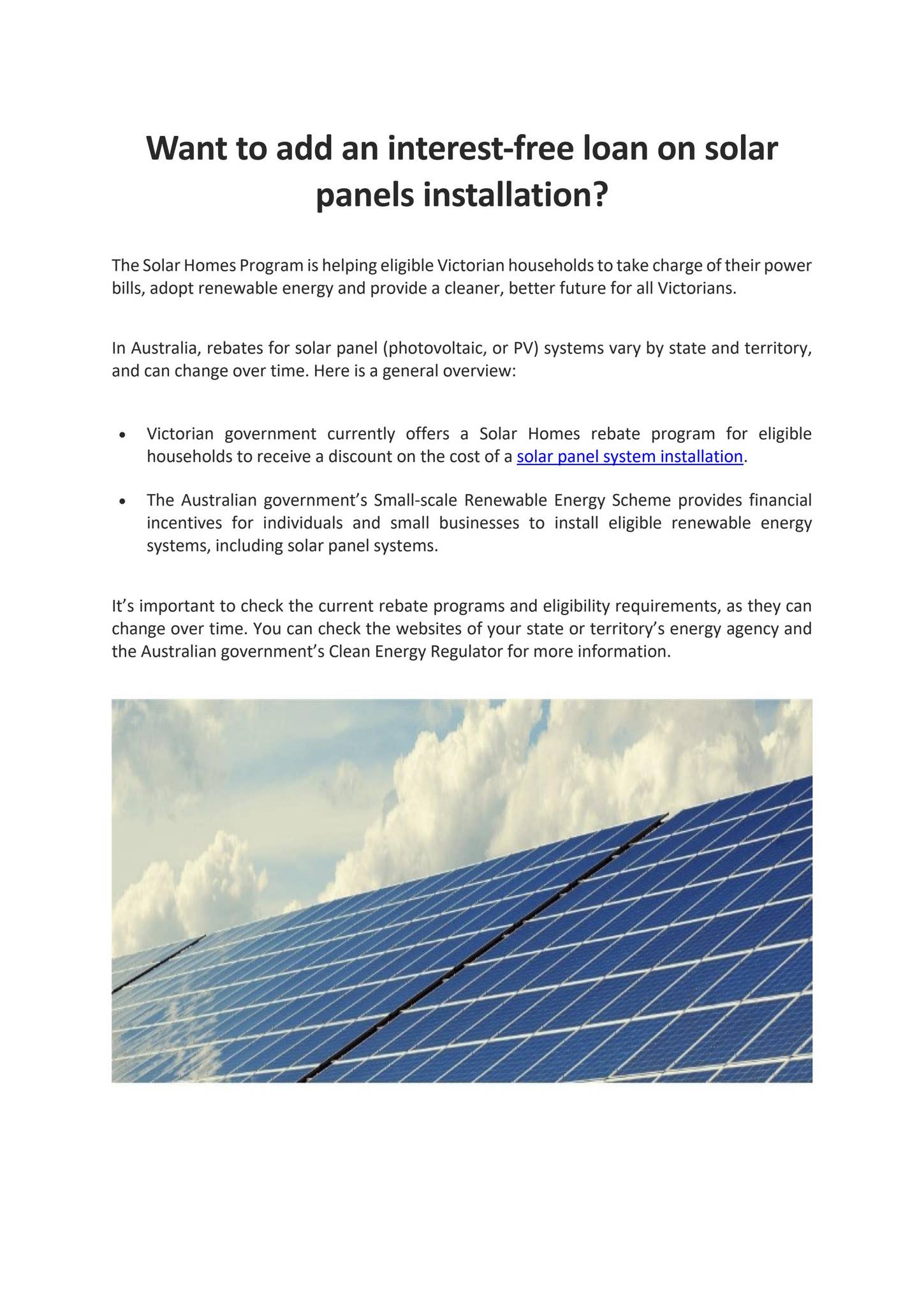 Want to add an interest-free loan on solar panels installation? by ...