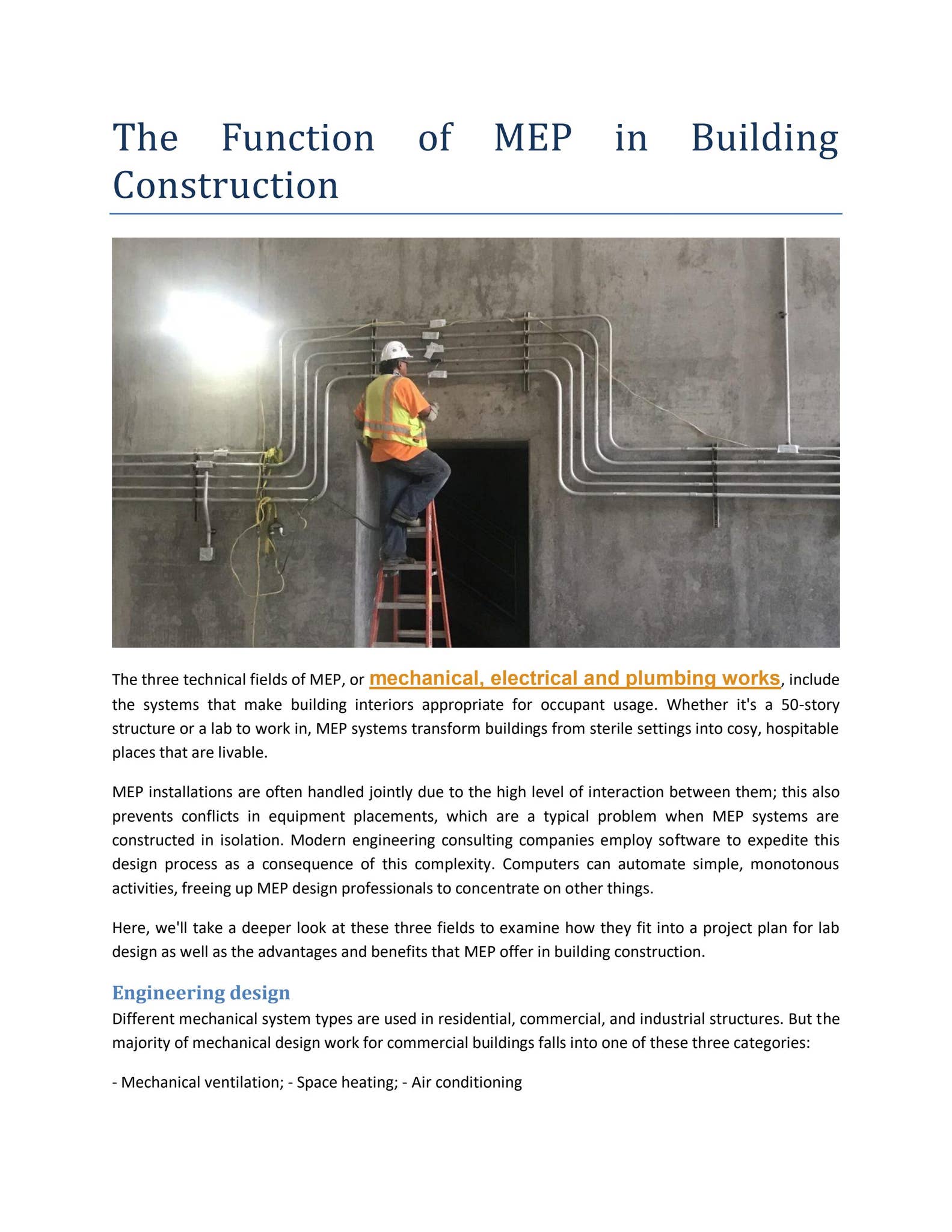 The Function of MEP in Building Construction by Nex Global Enterprises ...
