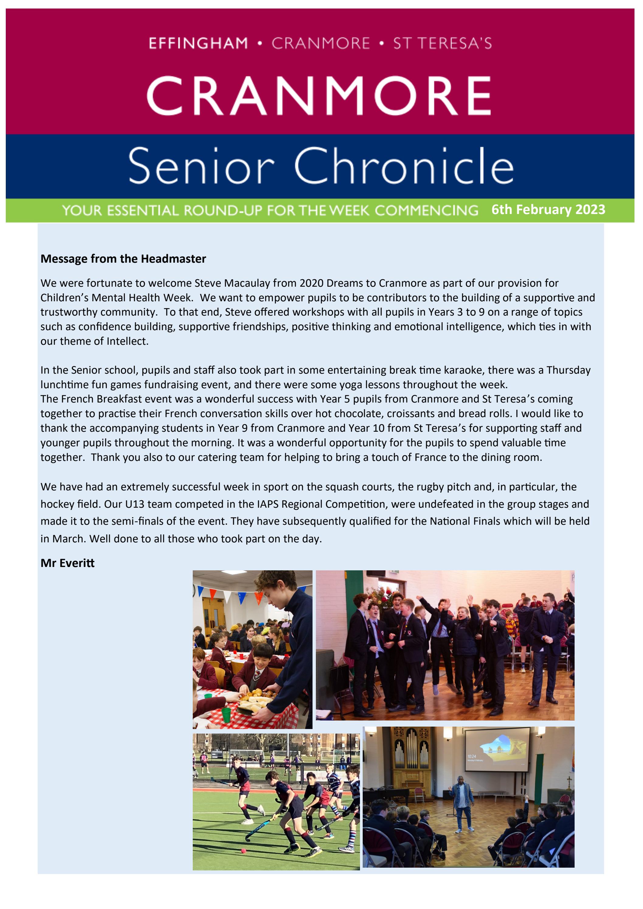 Cranmore Chronicle 10 February 2023 by Effingham Schools Trust - Issuu