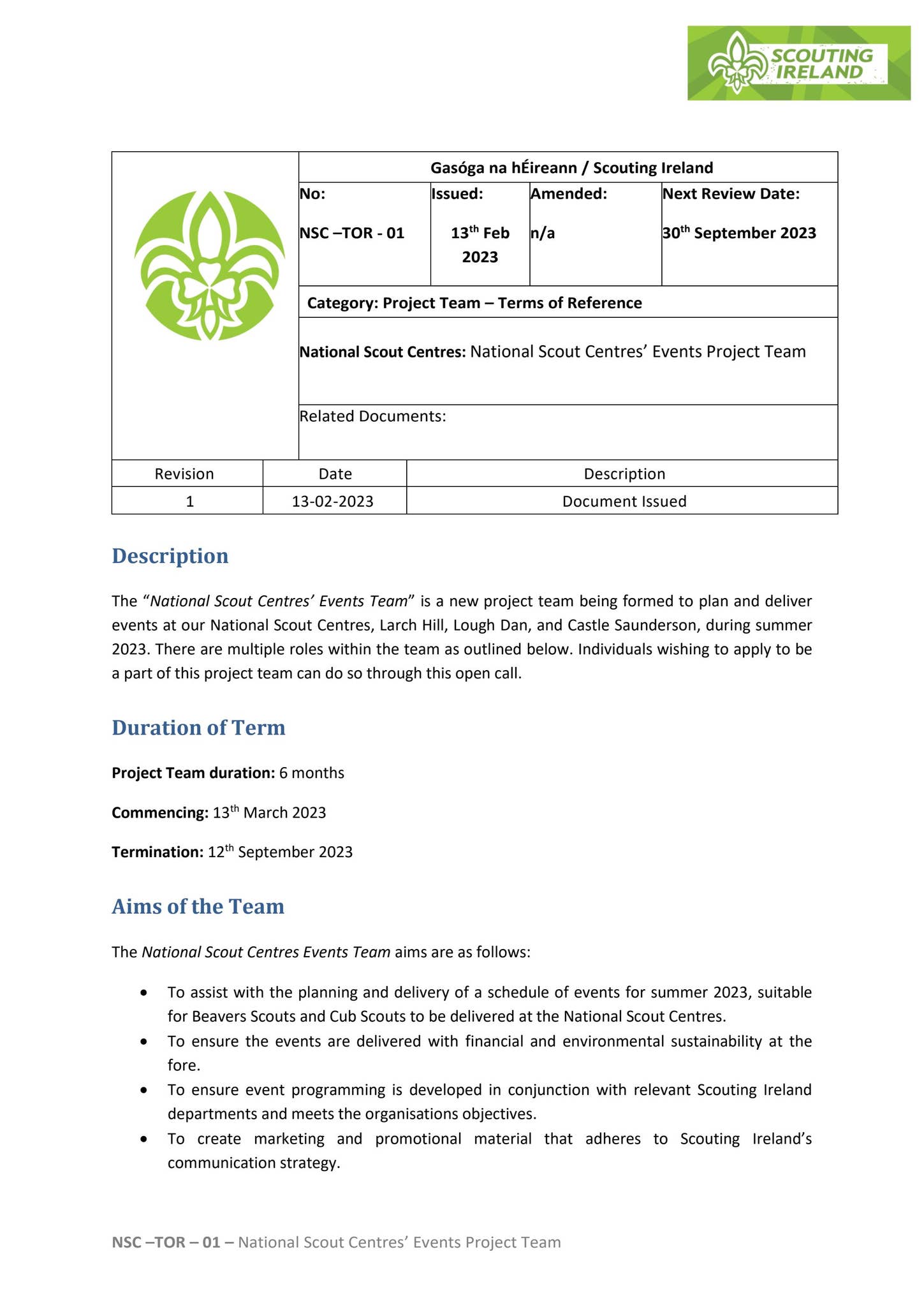 NSC-TOR-01 - National Scout Centres' Events Project Team - Terms of ...