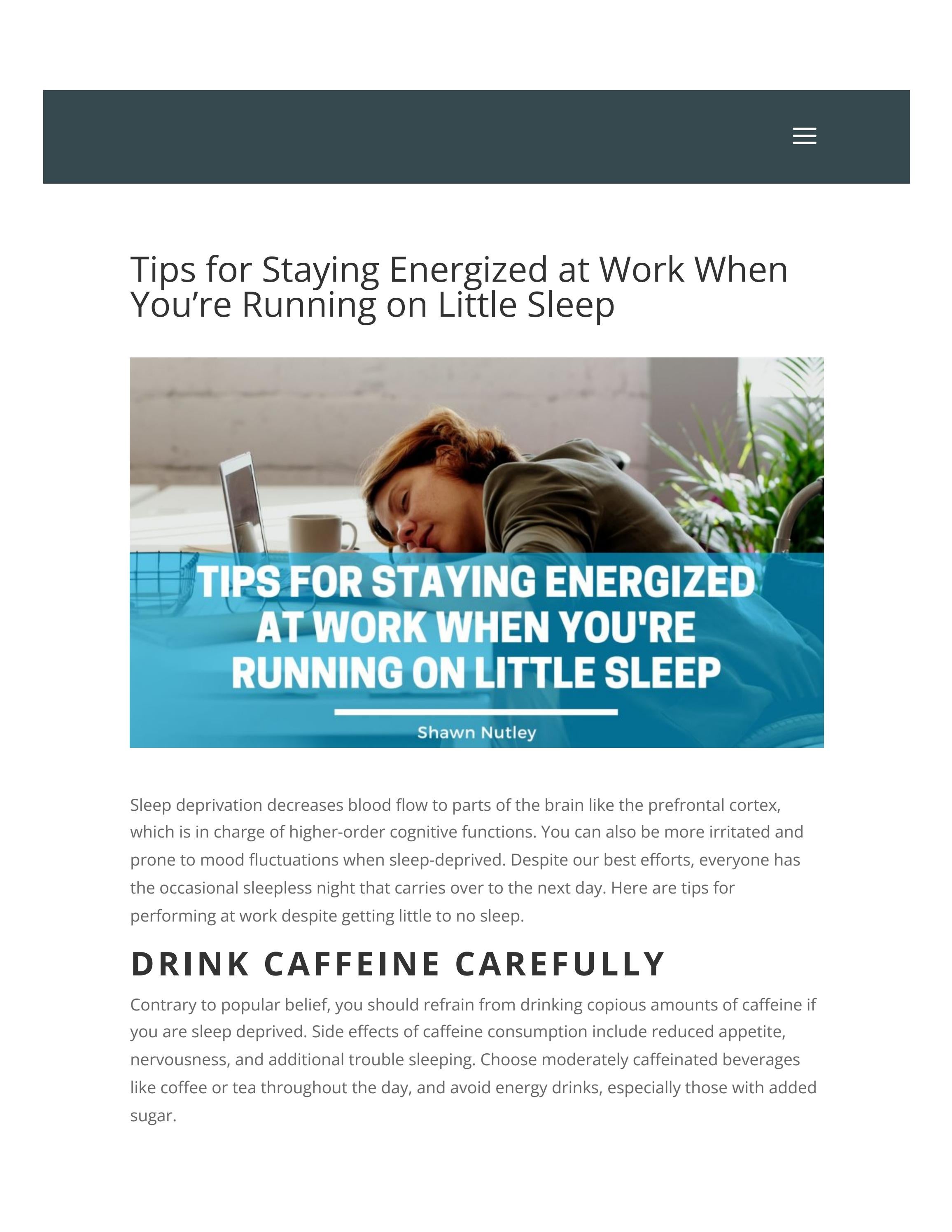 Tips for Staying Energized at Work When You’re Running on Little Sleep ...