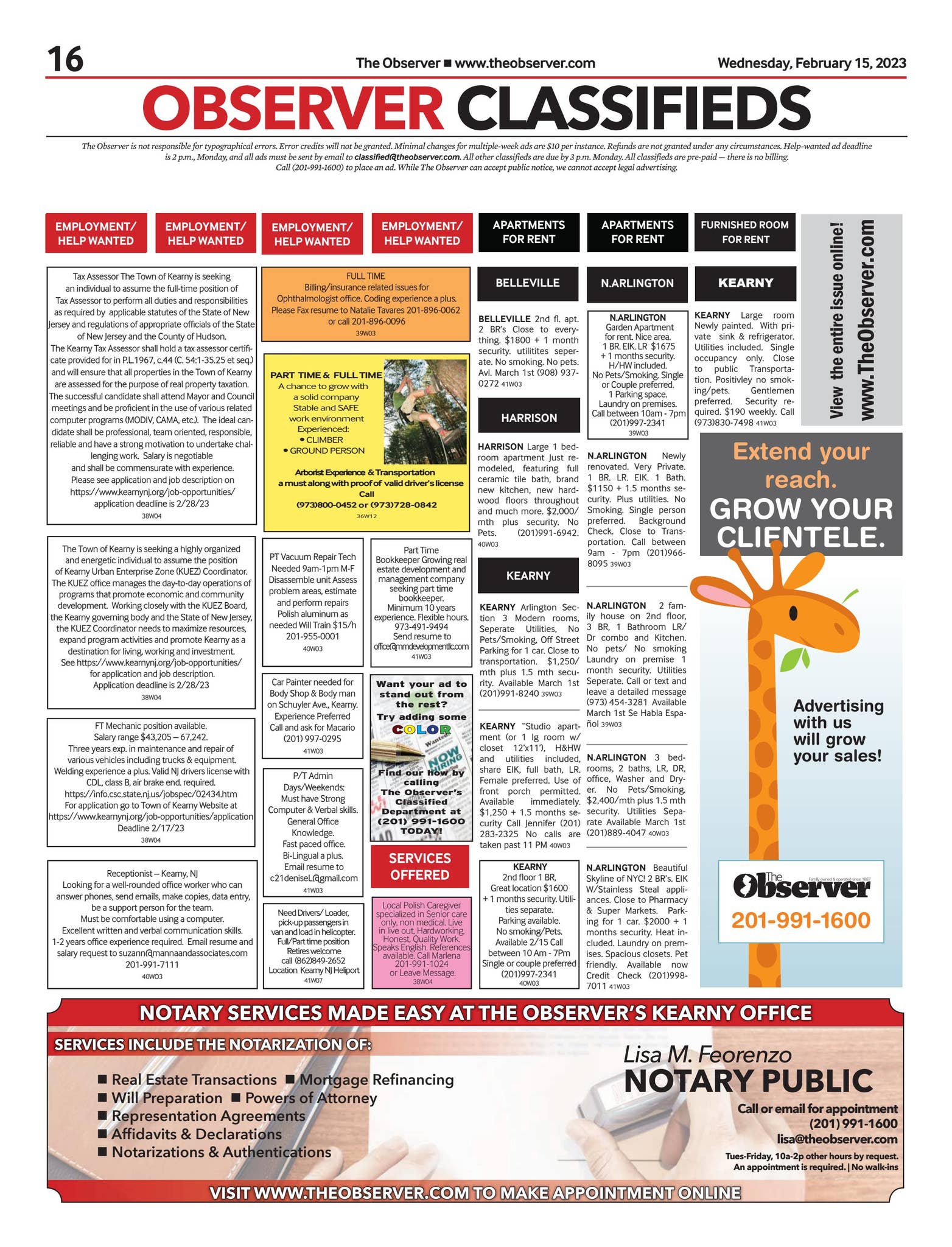 Classifieds for Feb. 15, 2023 by The Observer Newspaper - Issuu