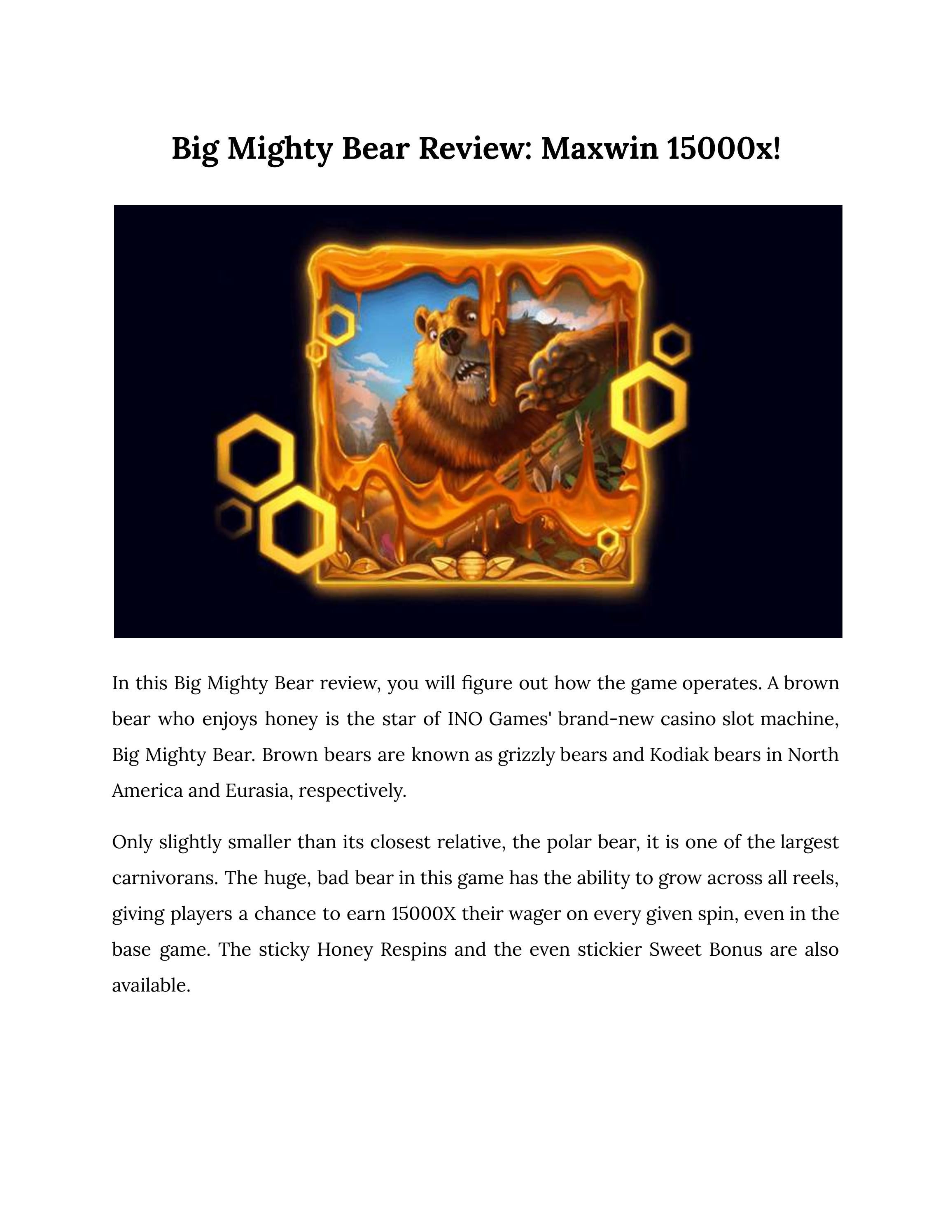 Big Mighty Bear Slot Review by Duo-games - Issuu