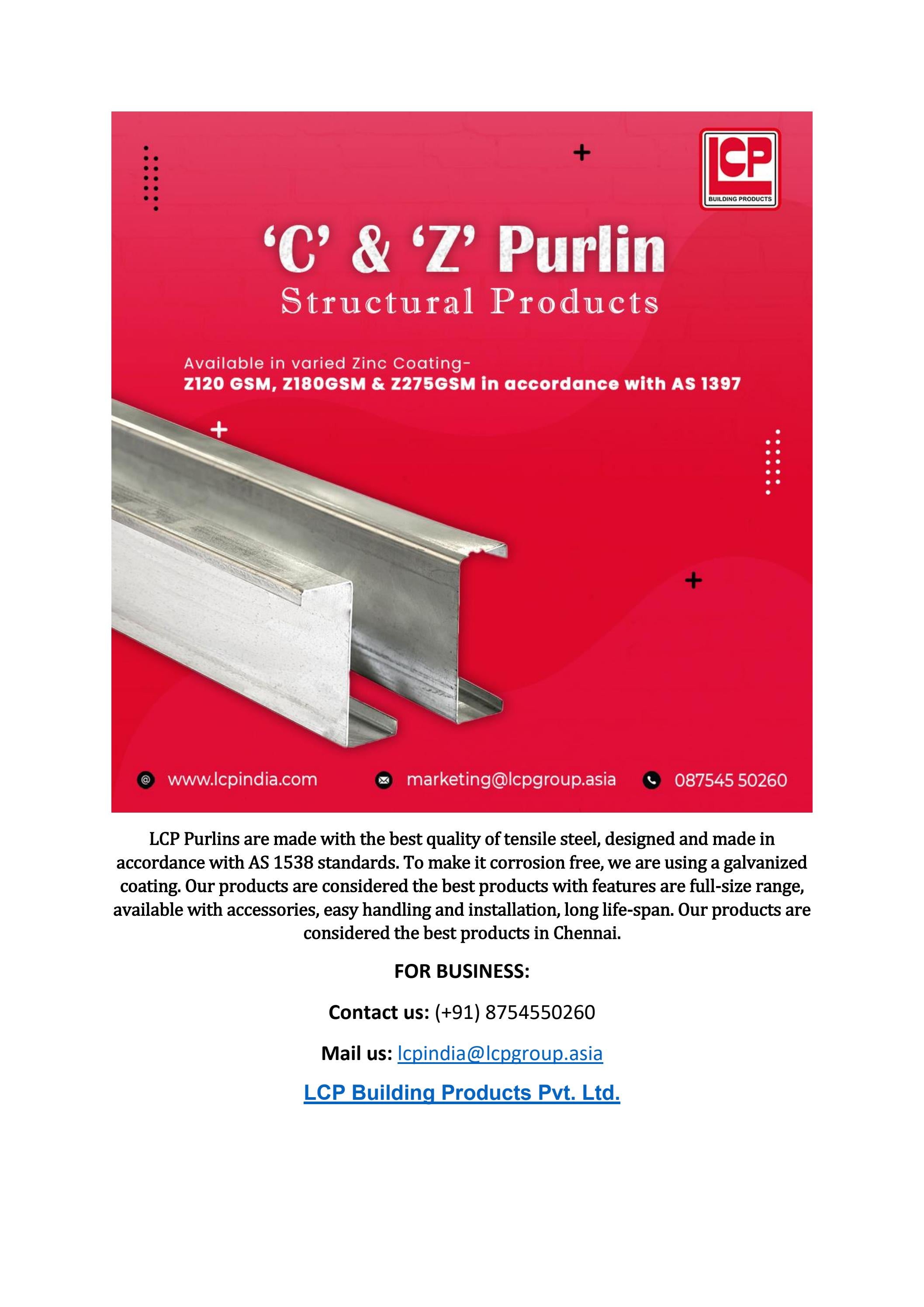 Steel purlin manufacturers in Chennai by LCP Building Products Pvt Ltd ...