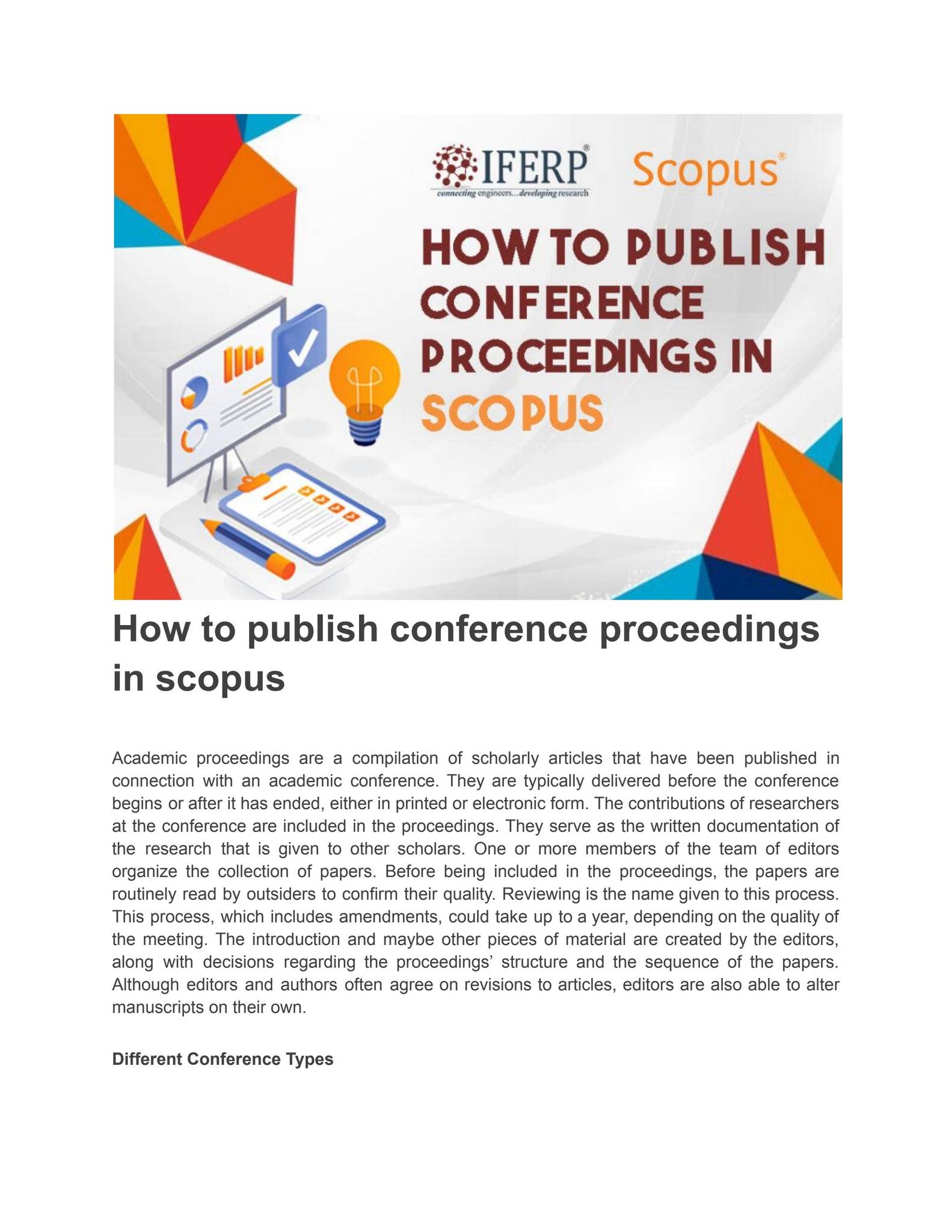 In scopus, how do you publish conference proceedings? by IFERP ...
