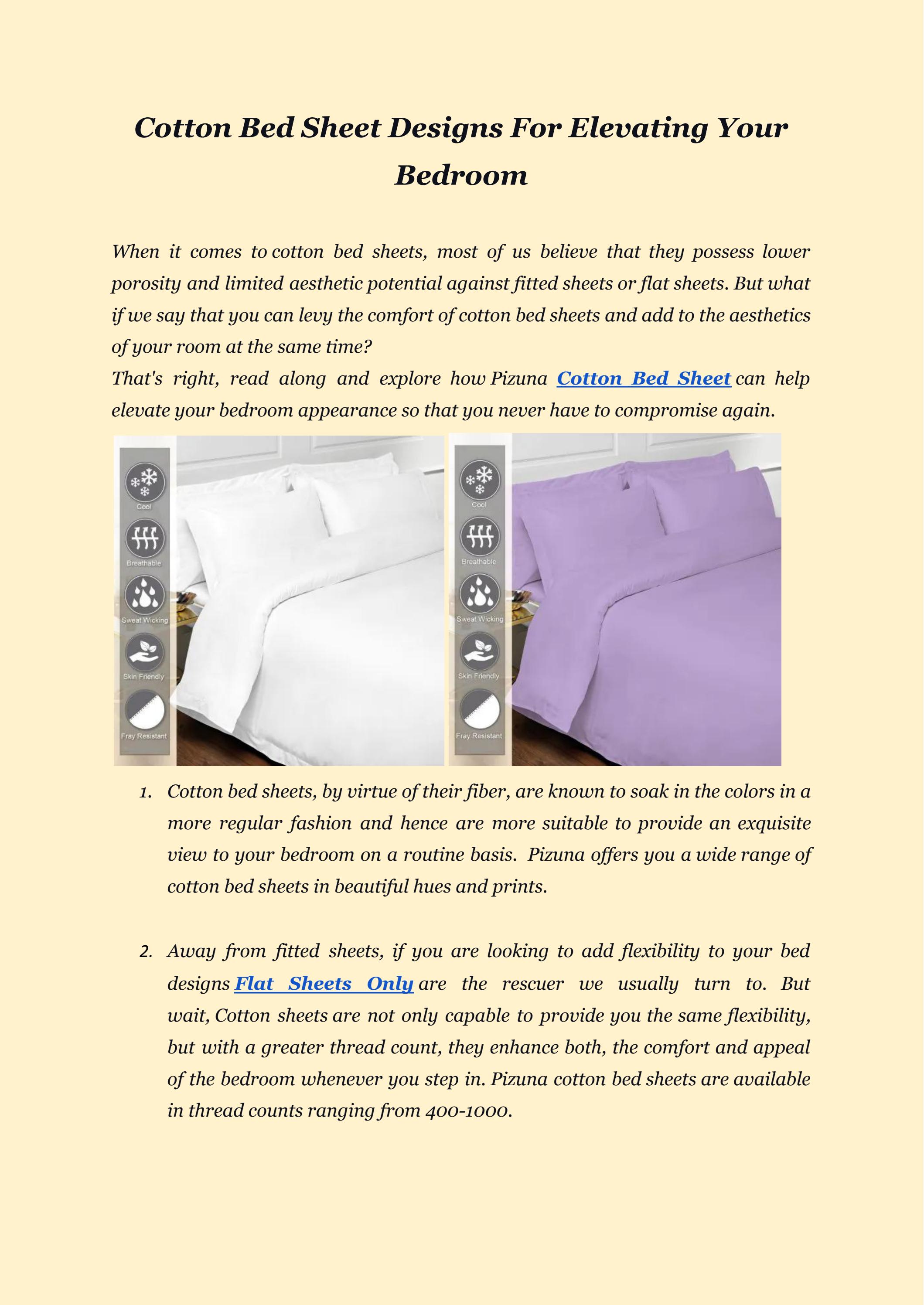 Cotton Bed Sheet Designs For Elevating Your Bedroom by Pizuna Linens ...