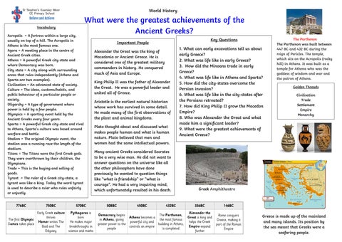Ancient Greeks Knowledge Organiser by Schudio - Issuu