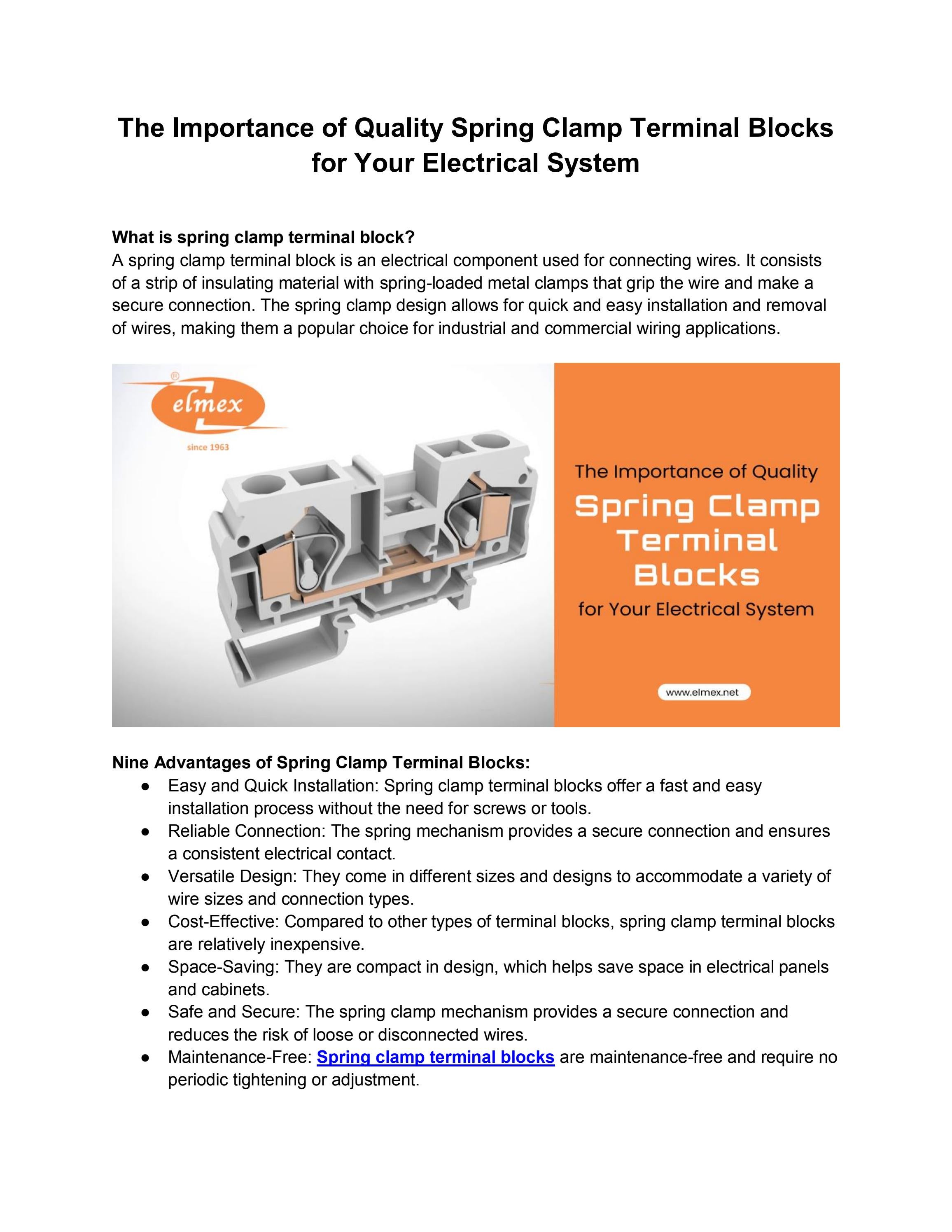 The Importance of Quality Spring Clamp Terminal Blocks for Your ...