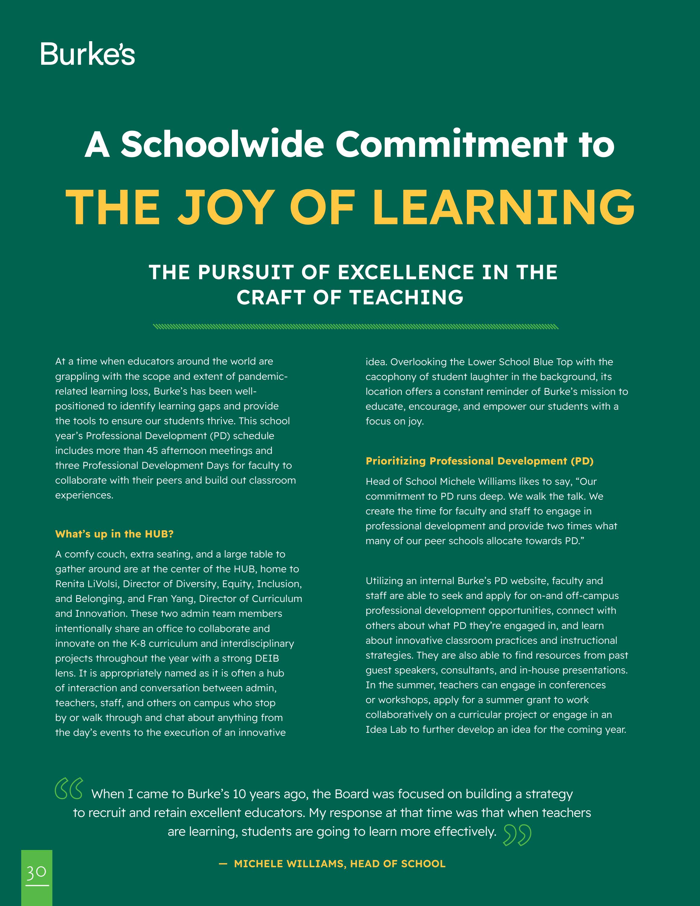 A Schoolwide Commitment to the Joy of Learning by Burke's School - Issuu