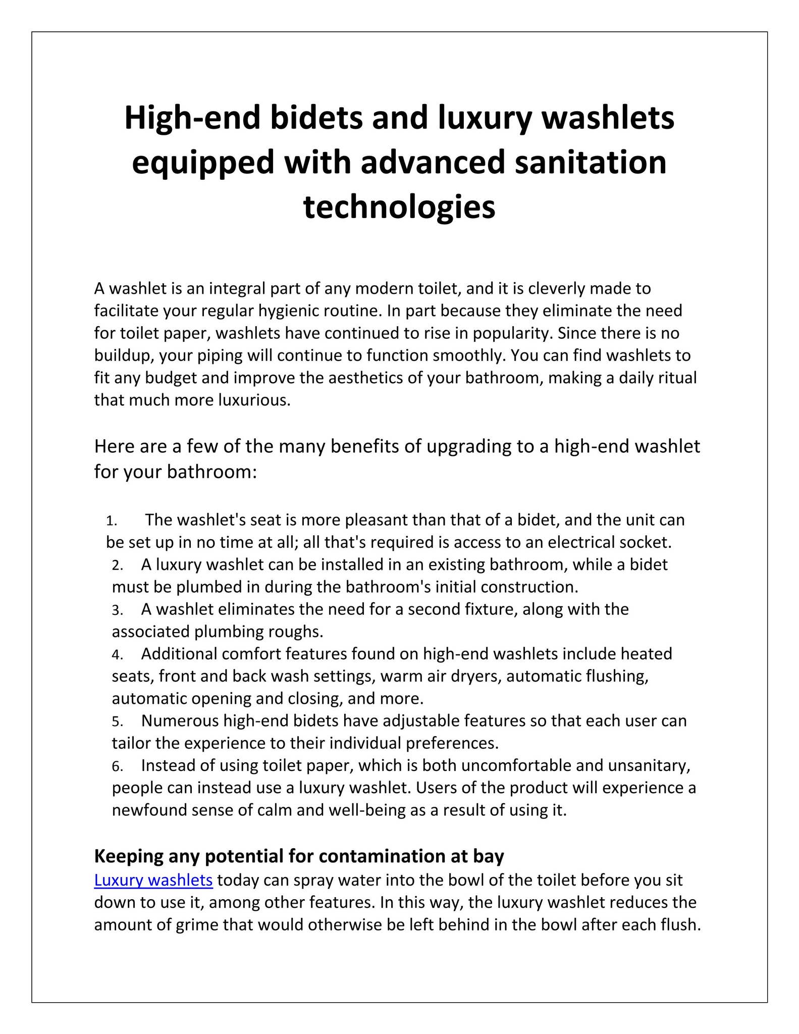 High-end bidets and luxury washlets equipped with advanced sanitation ...