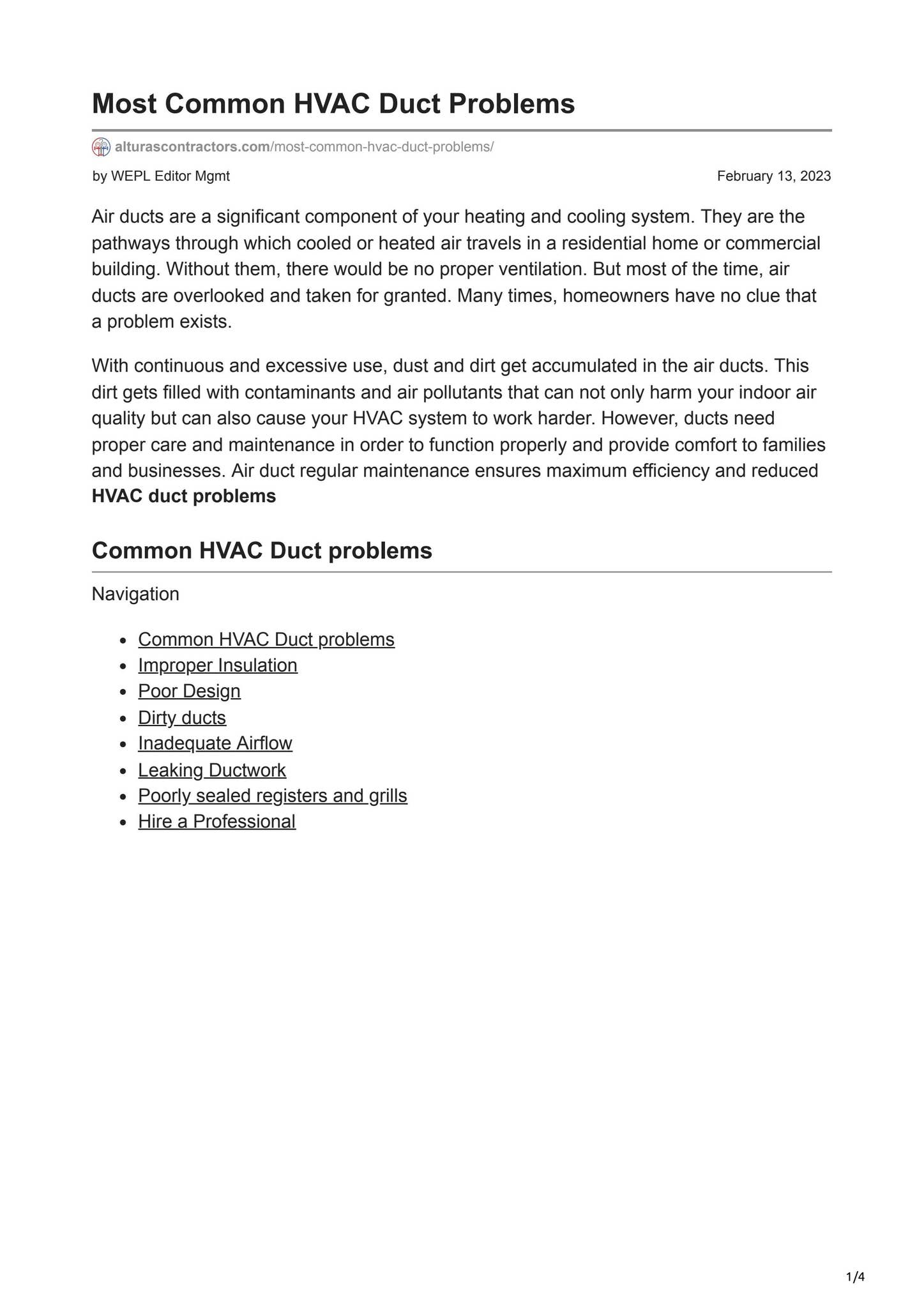 Most Common HVAC Duct Problems by Ahmad Affan - Issuu