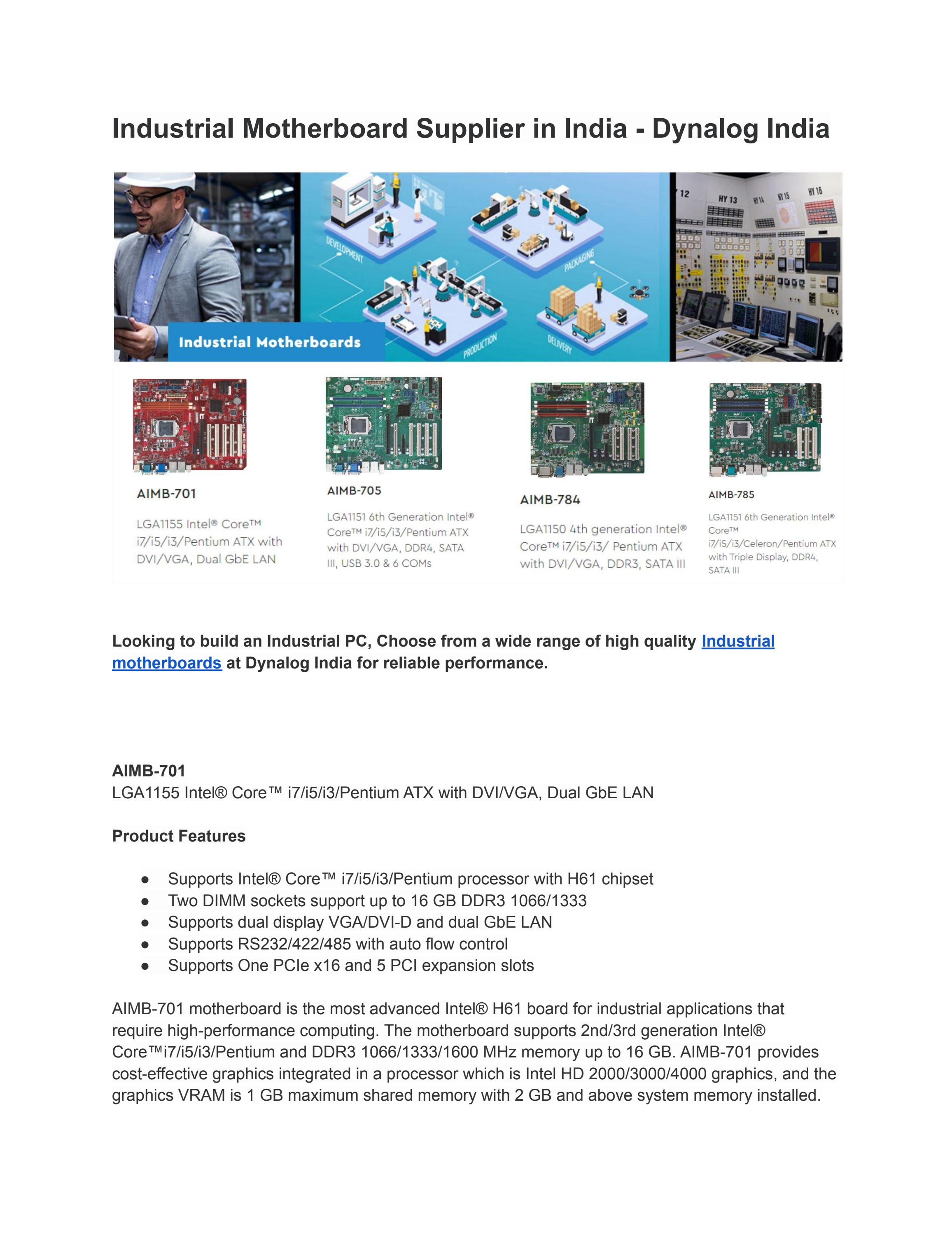 Industrial Motherboard Supplier in India | Dynalog India by Dynalog India - Issuu