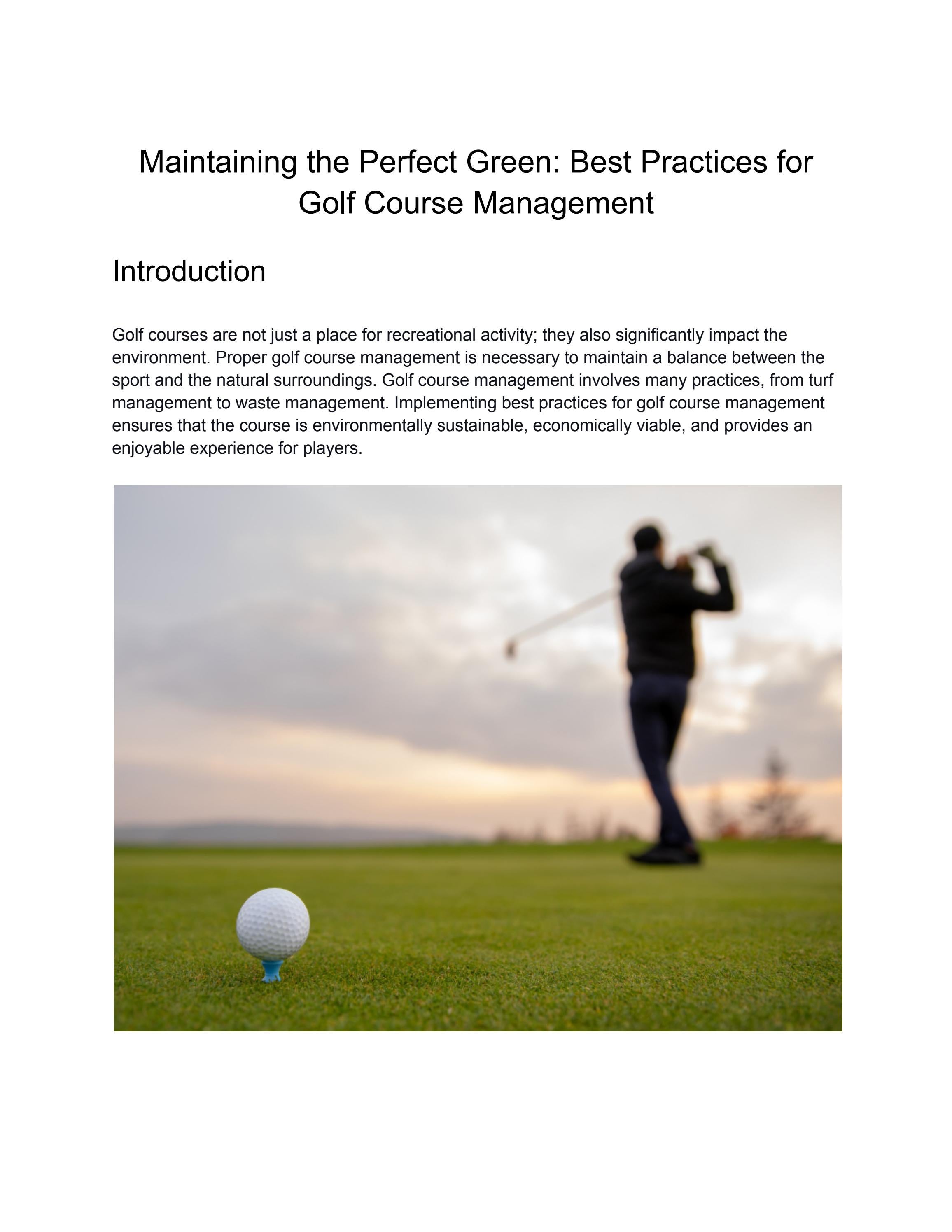 Maintaining the Perfect Green: Best Practices for Golf Course ...