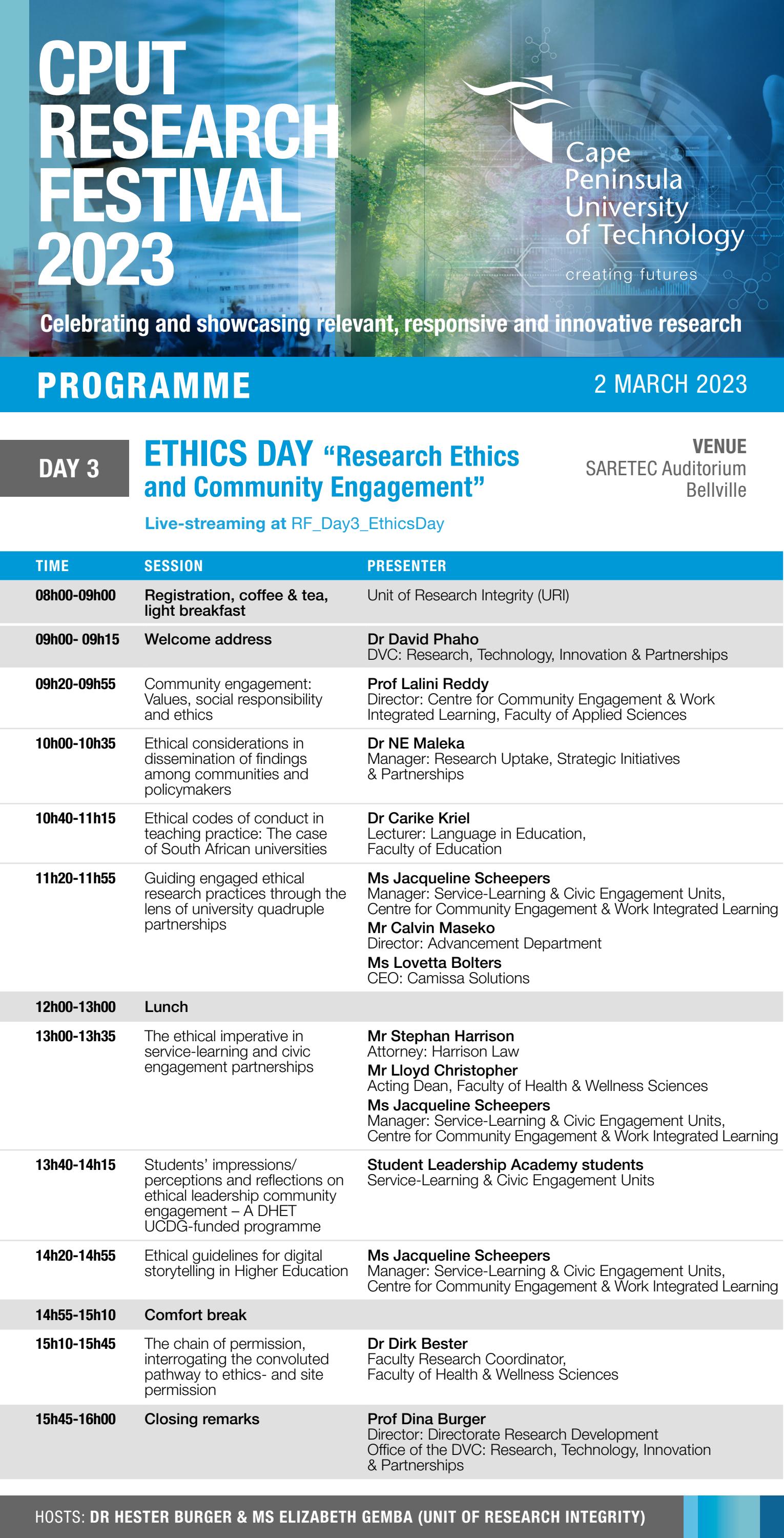 Research Festival 2023 Programme Day 3 by Cape Peninsula University of ...