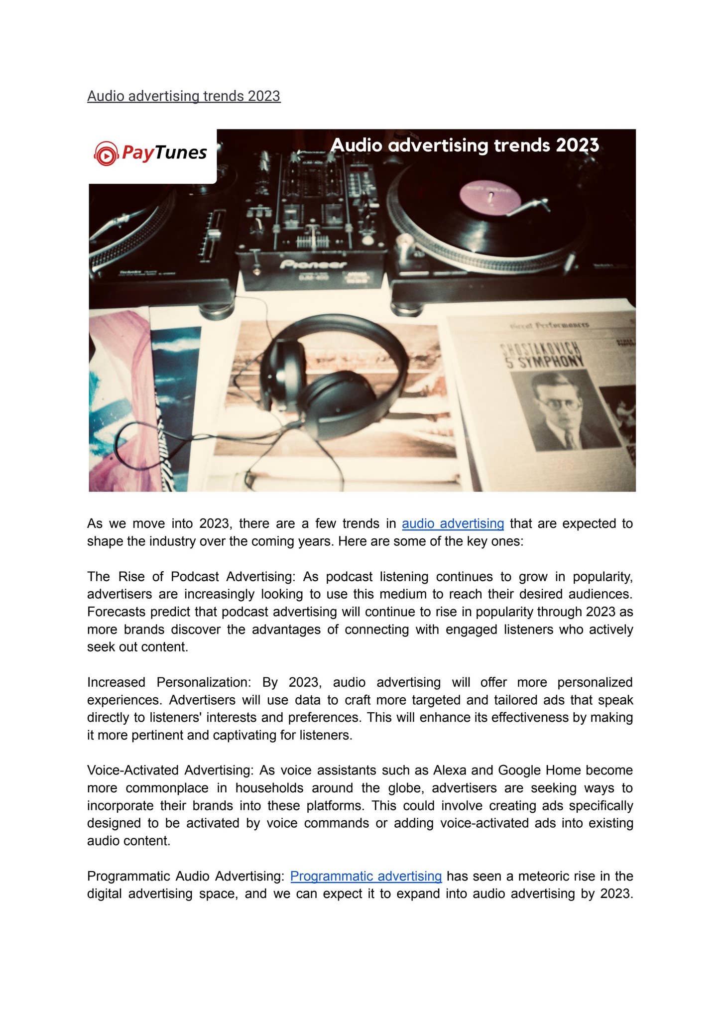 Audio advertising trends 2023 by PayTunes - Issuu