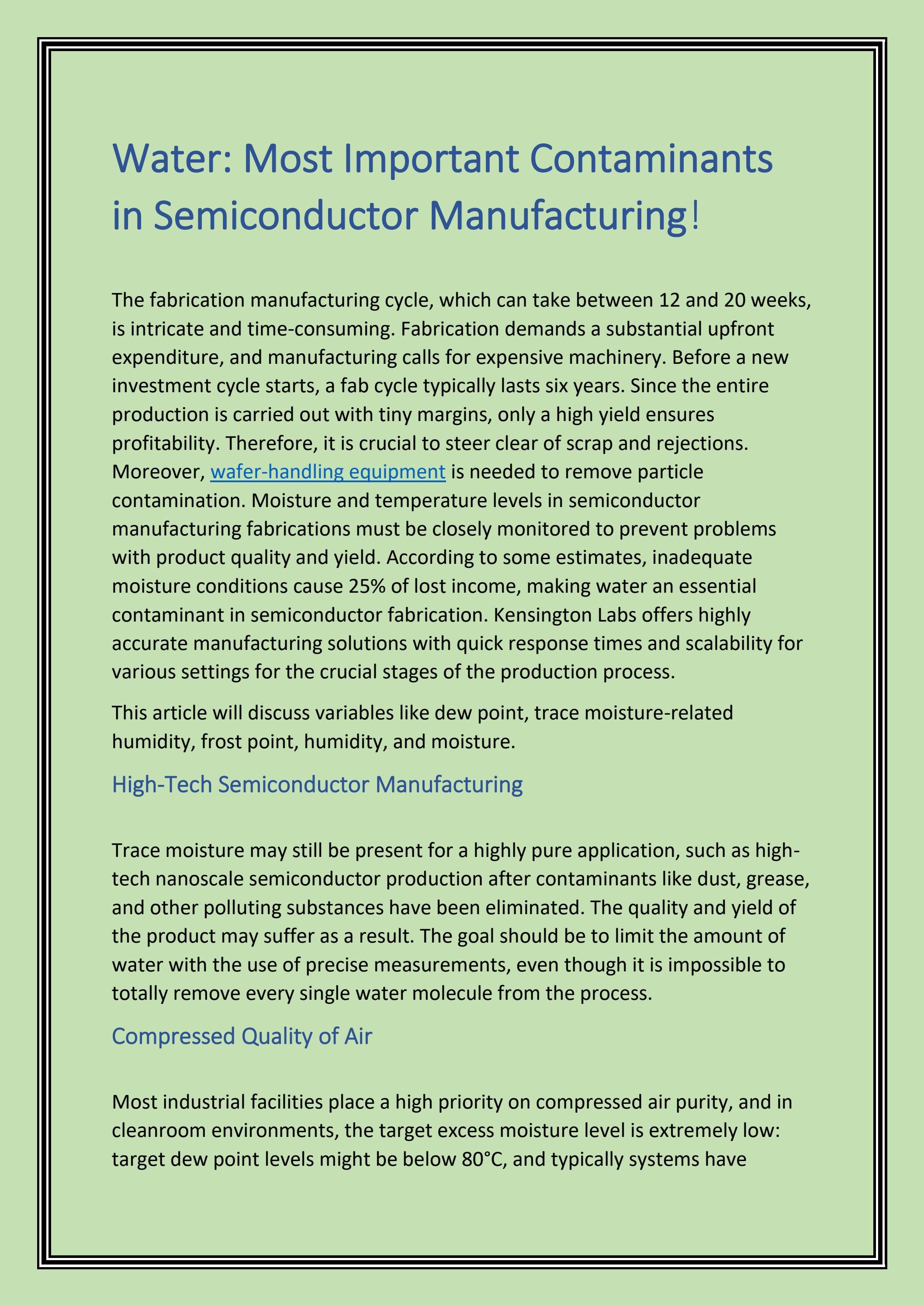 Water: Most Important Contaminants in semiconductor manufacturing by ...