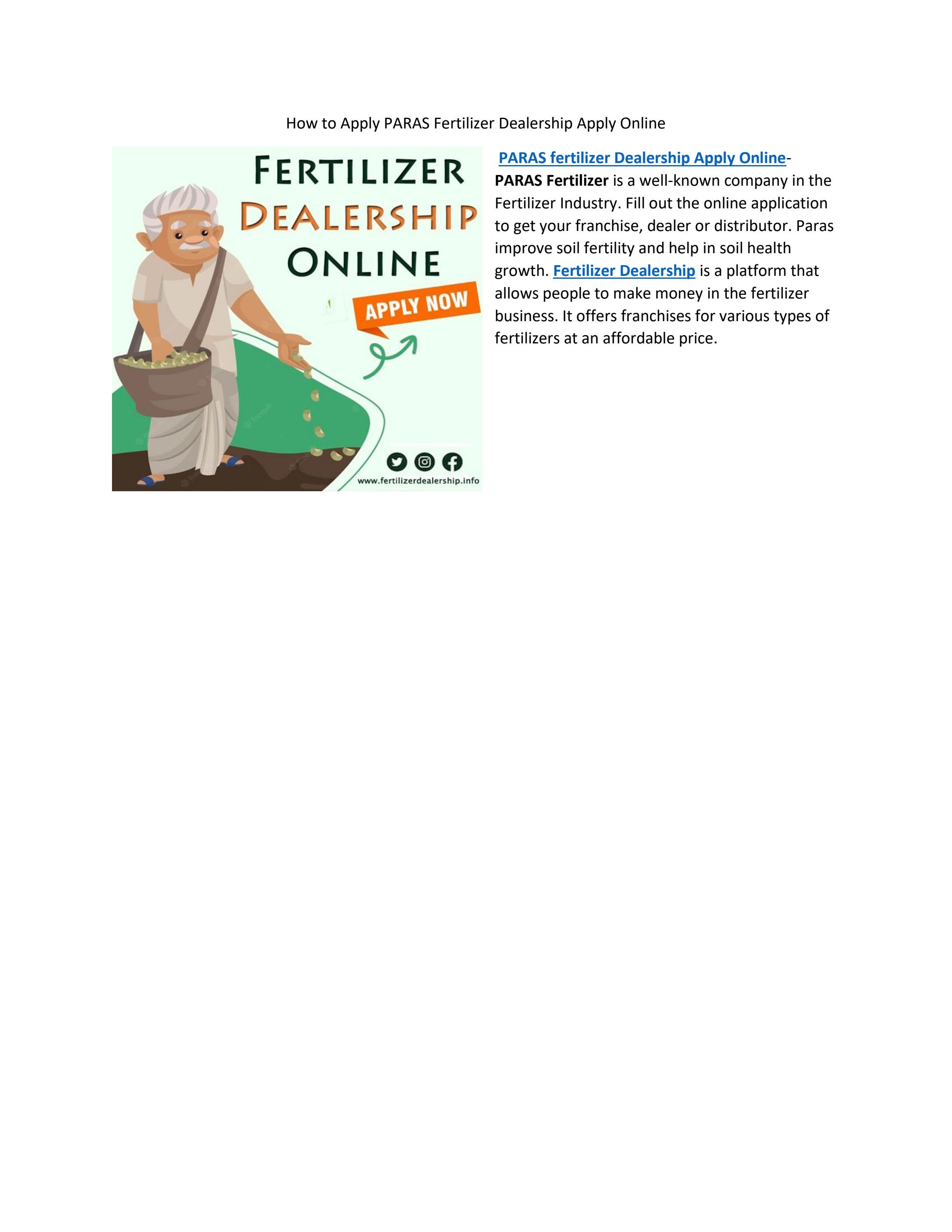 How to Apply PARAS Fertilizer Dealership Apply Online by Fertilizer ...
