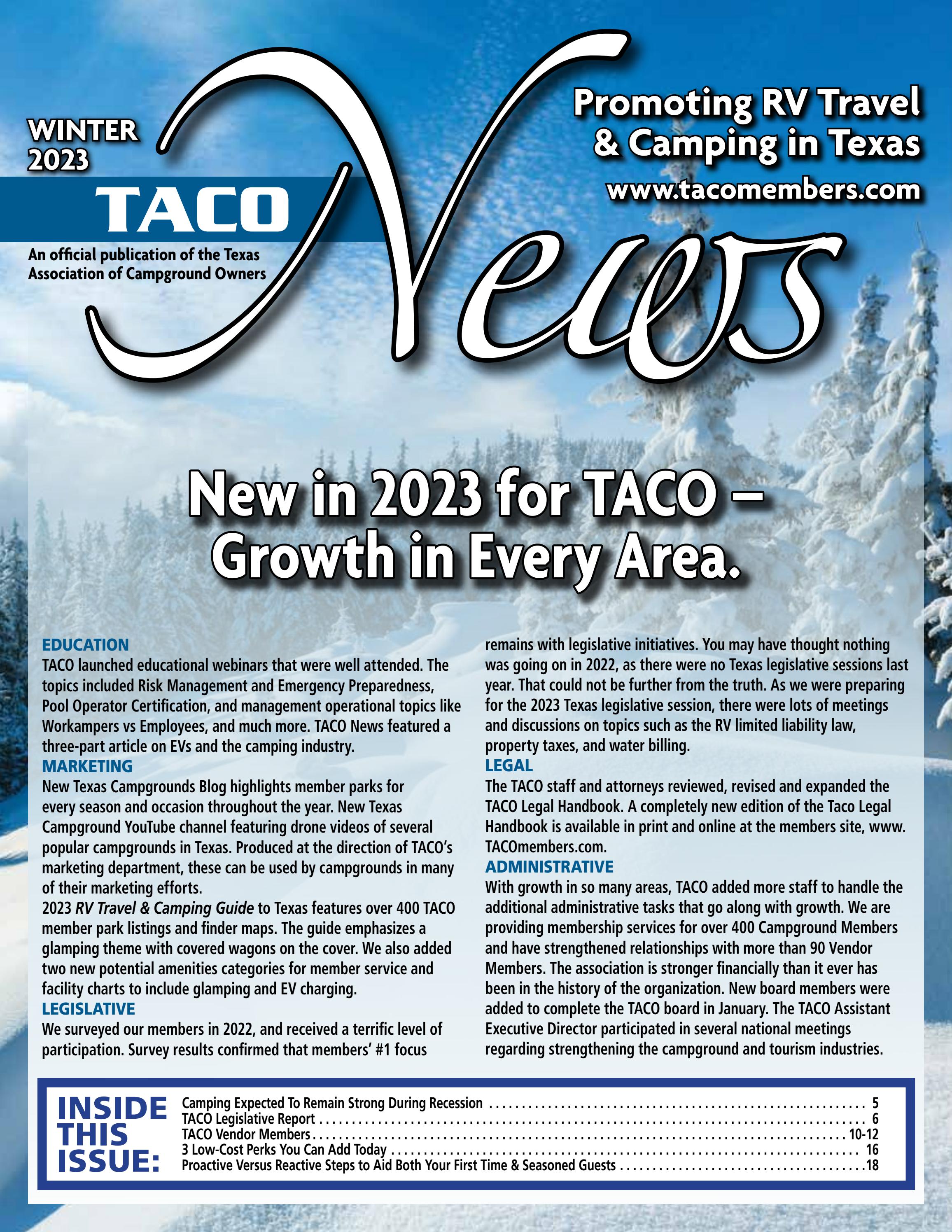 TACO News Winter 2023 by AGS/Texas Advertising - Issuu