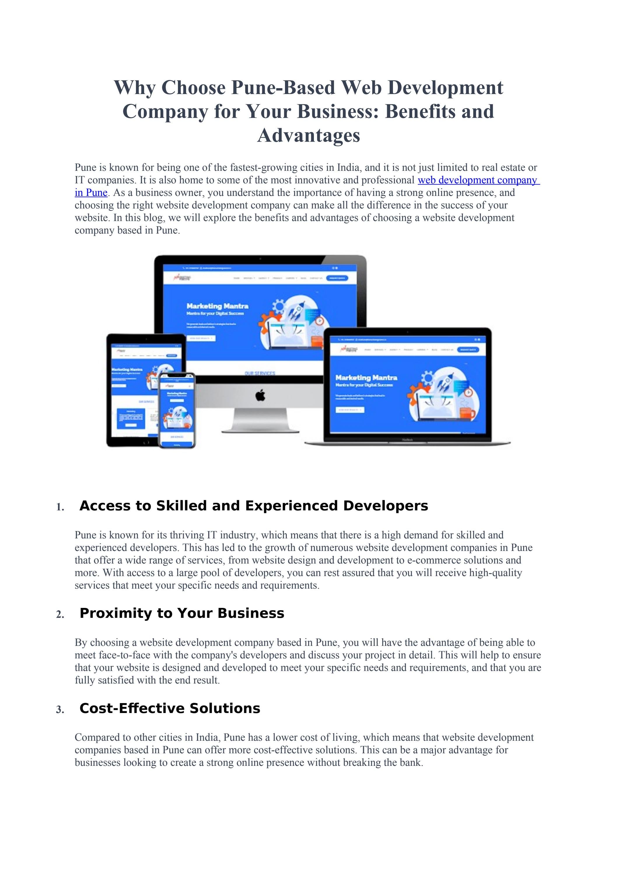 Why Choose Pune-Based Web Development Company for Your Business: Benefits and Advantages by ...