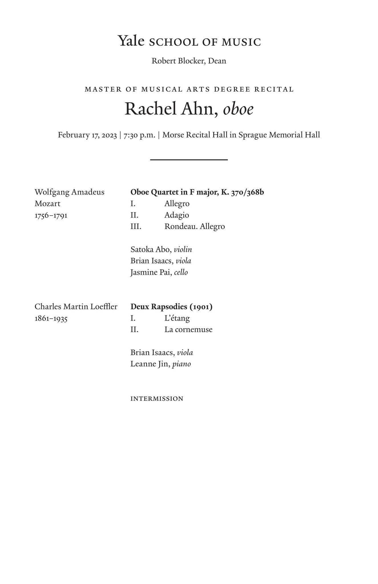 Rachel Ahn, oboe, February 17, 2023 by Yale School of Music - Issuu