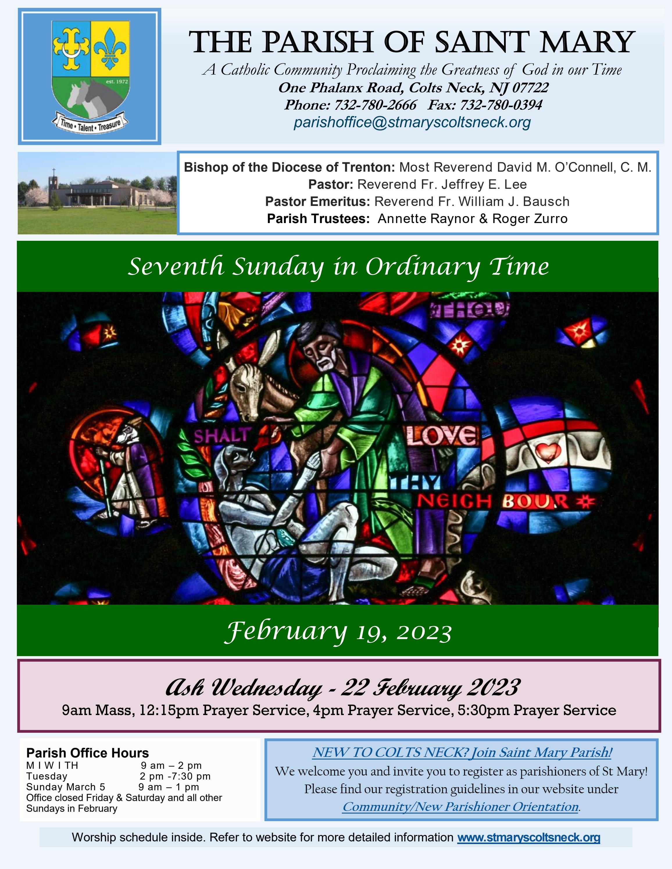 February 19, 2023 - Seventh Sunday in Ordinary Time by The Parish of Saint Mary - Issuu