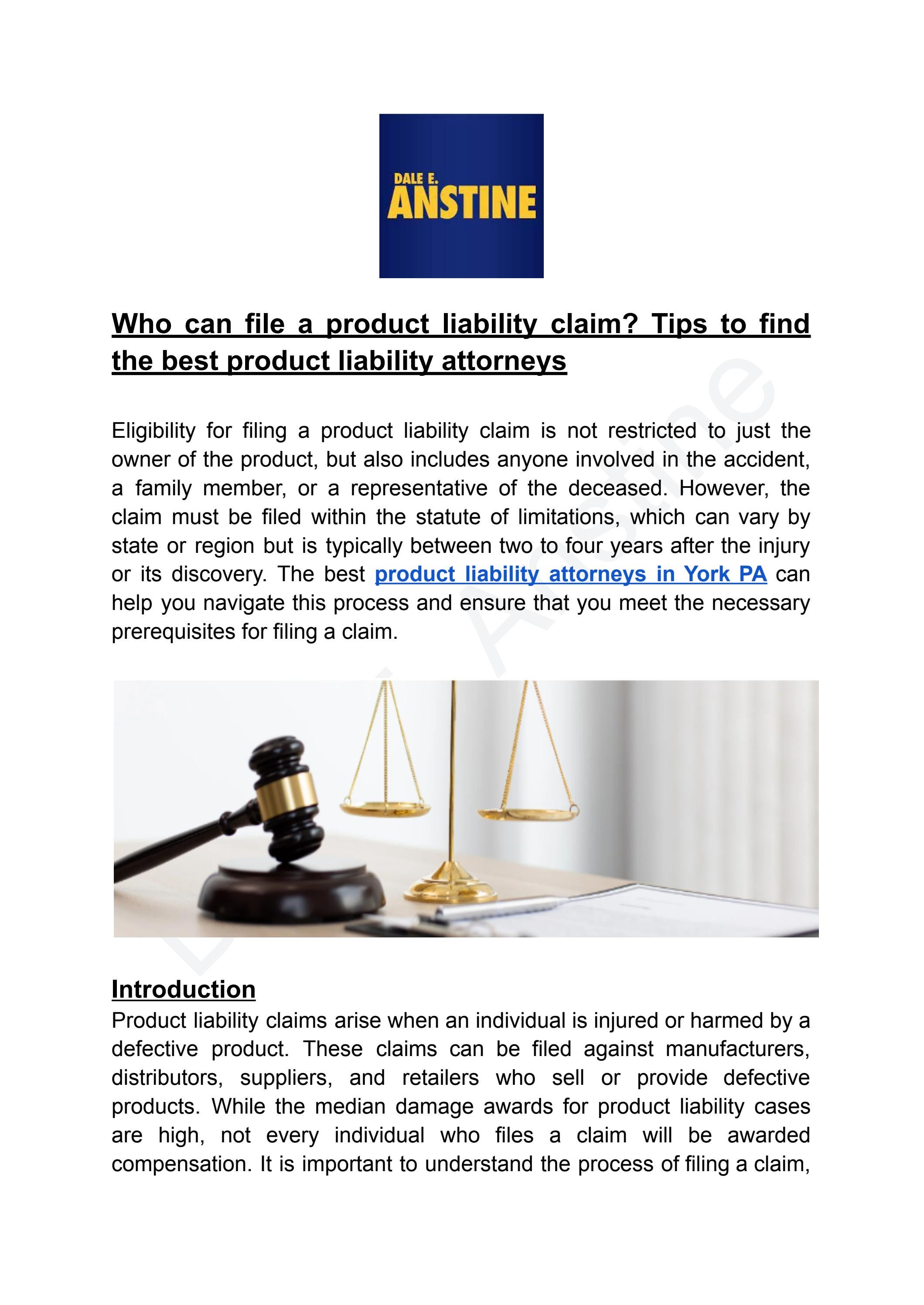 Who can file a product liability claim? Tips to find the best product ...