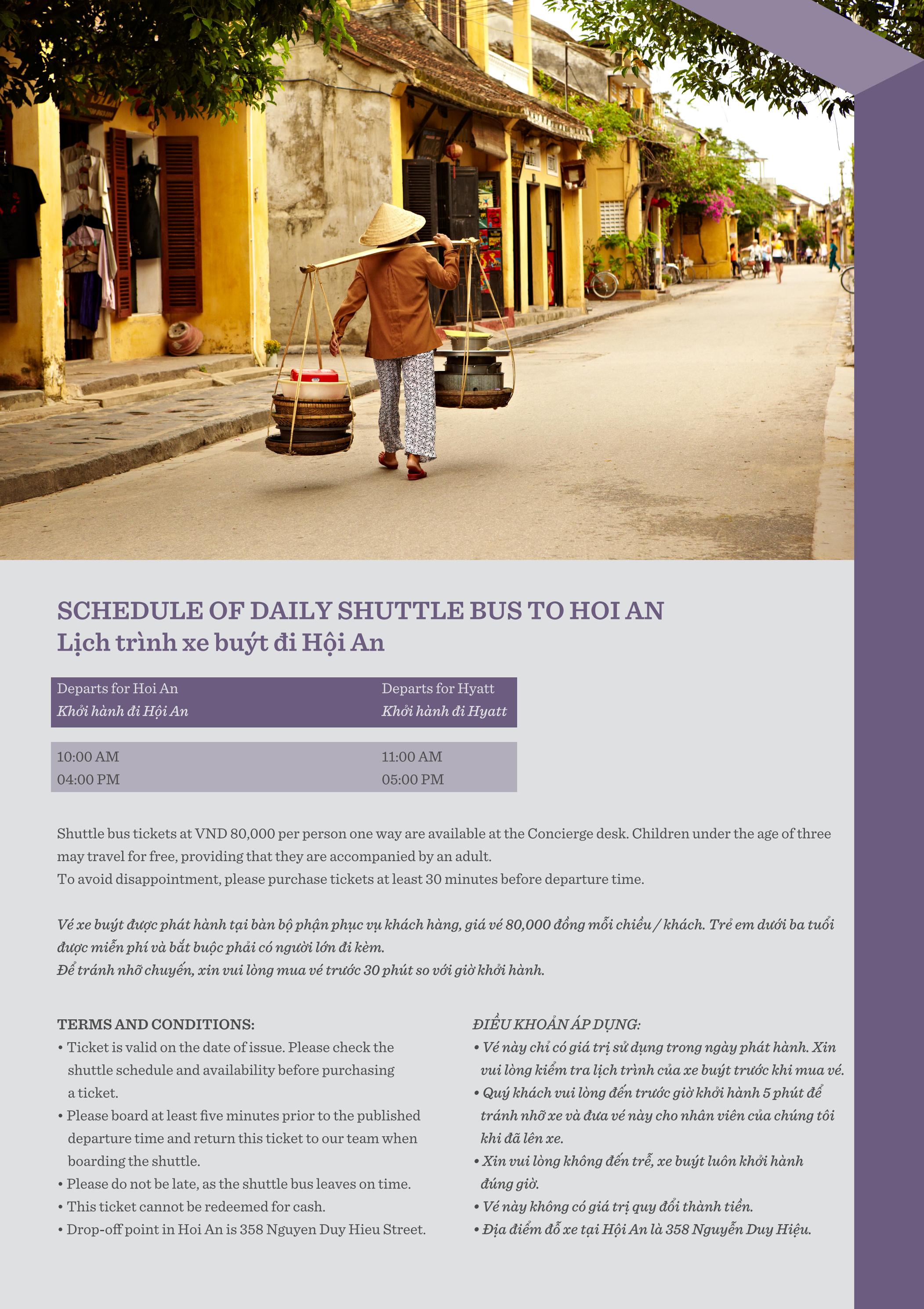 Schedule of daily shuttle bus to Hoi An by hyattregencydanangresortandspa - Issuu