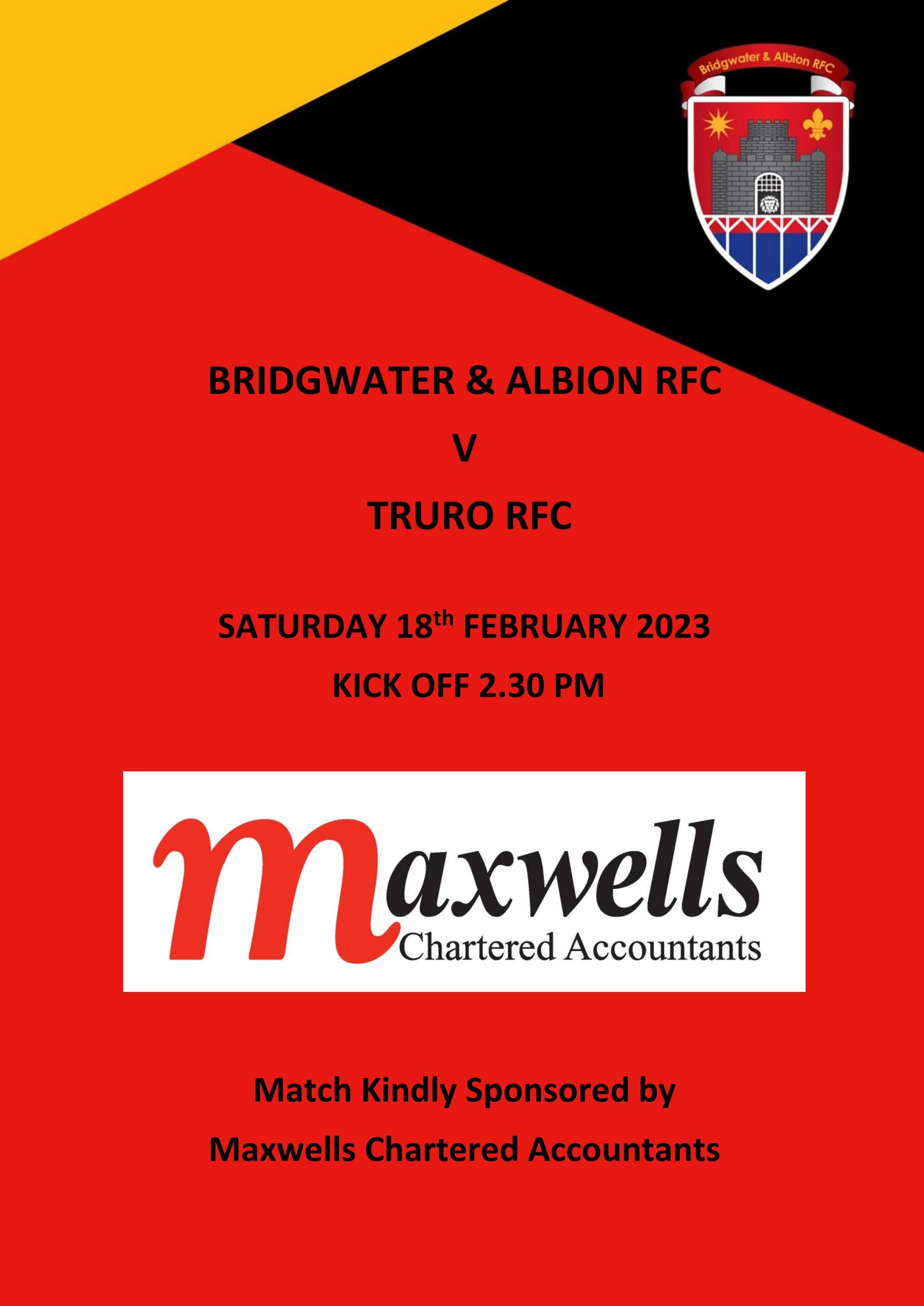 Bridgwater & Albion RFC v Truro RFC Match Programme by ...