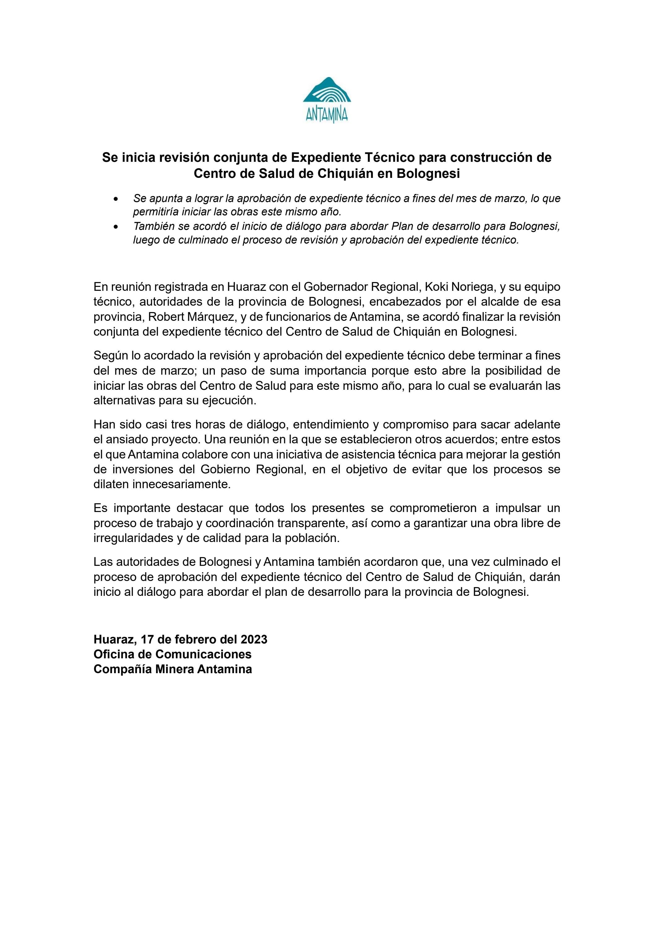 SE INICIA REVISIÓN CONJUNTA DE EXPEDIENTE TÉCNICO PARA CONSTRUCCIÓN DE ...