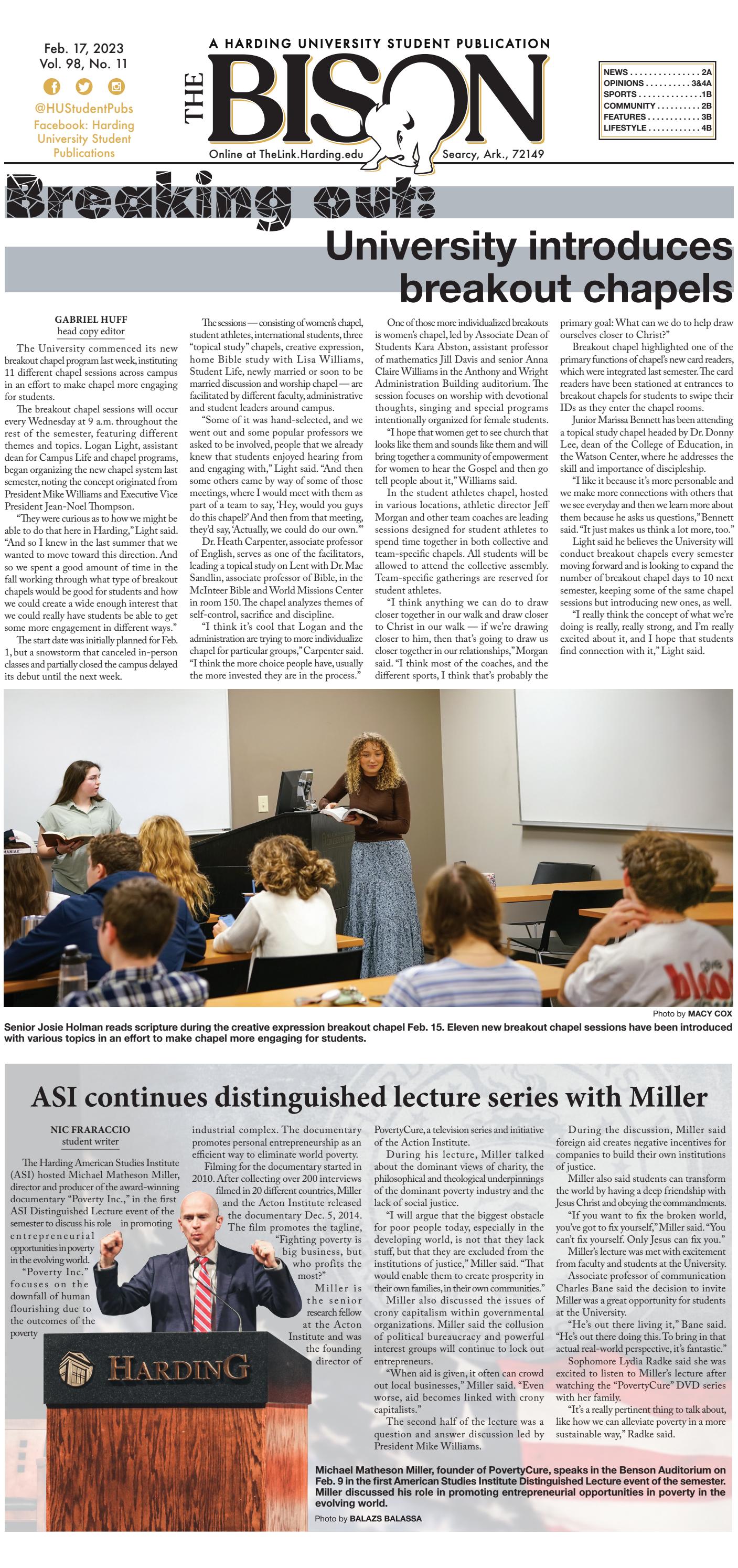The Bison Newspaper - Vol. 98, No. 11 by Harding University Student ...