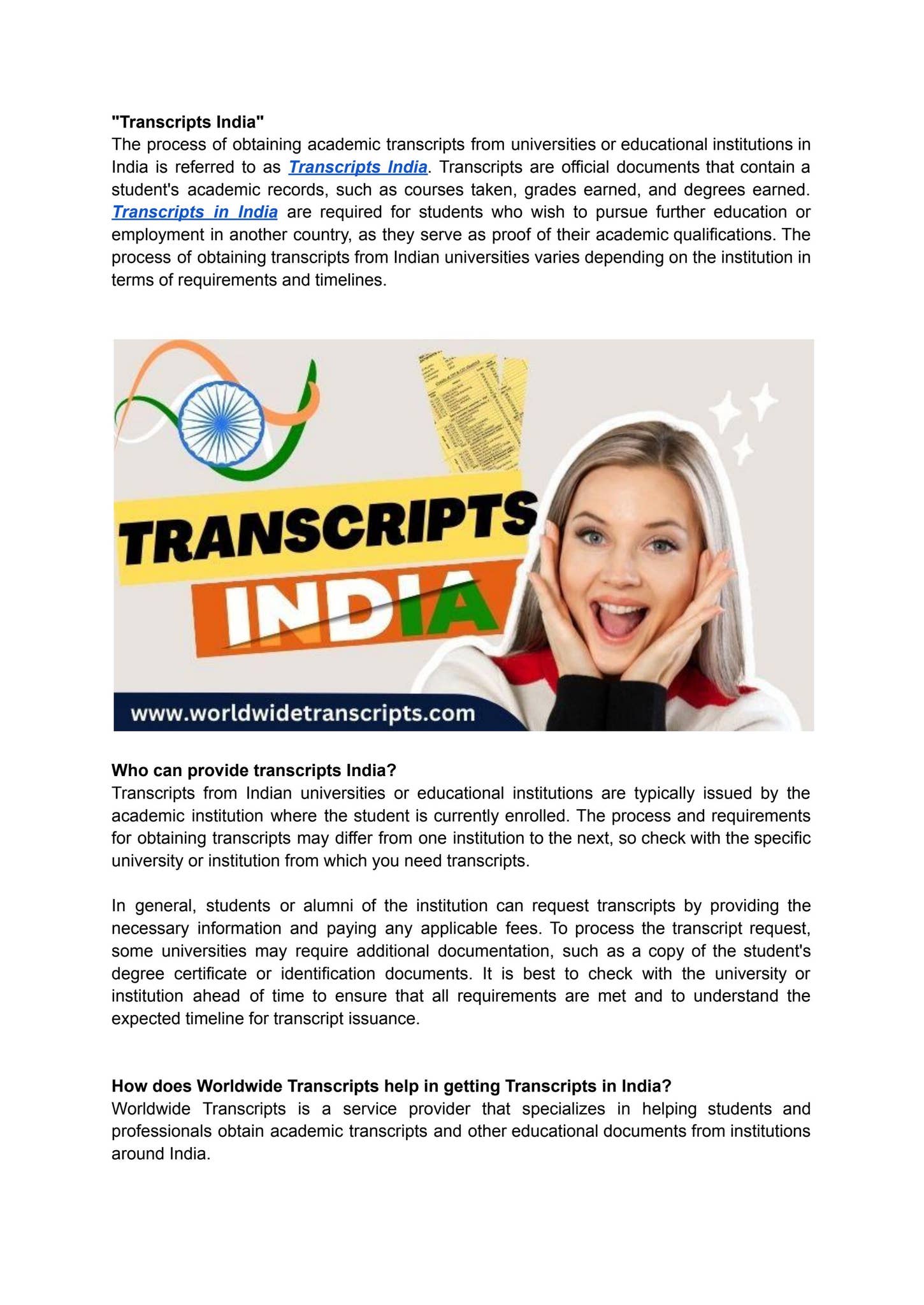 How To Get Transcripts in India - Worldwide Transcripts by Worldwide ...