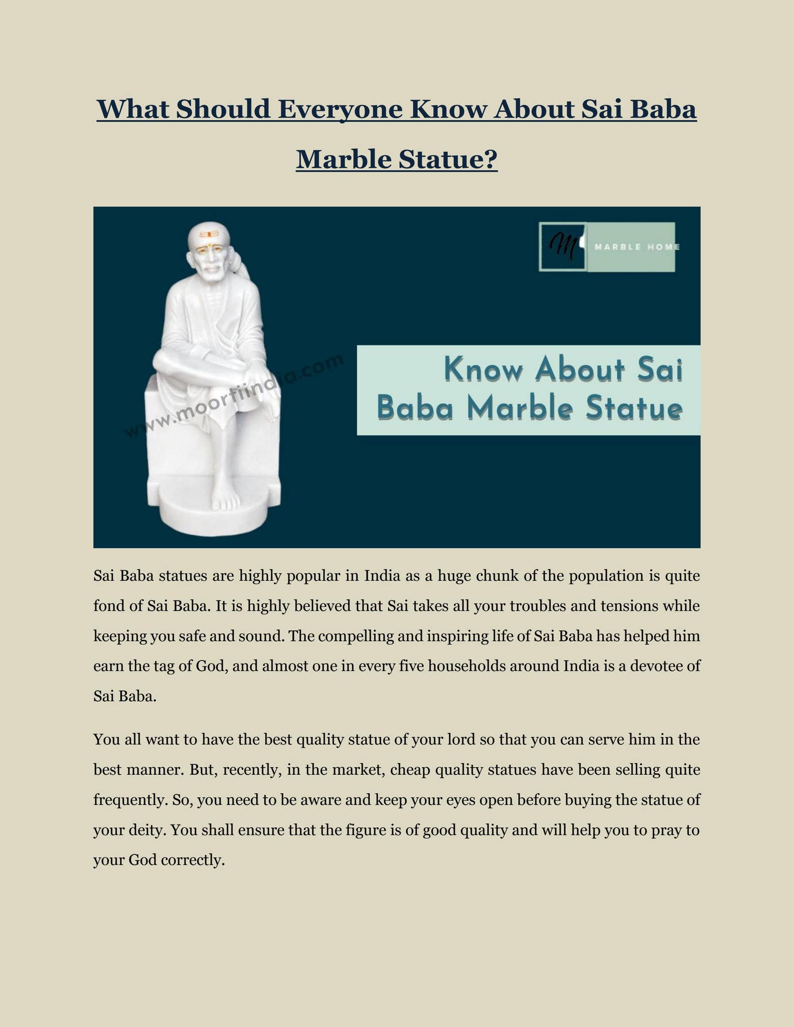 Know About Sai Baba Marble Statue by Moorti India - Issuu