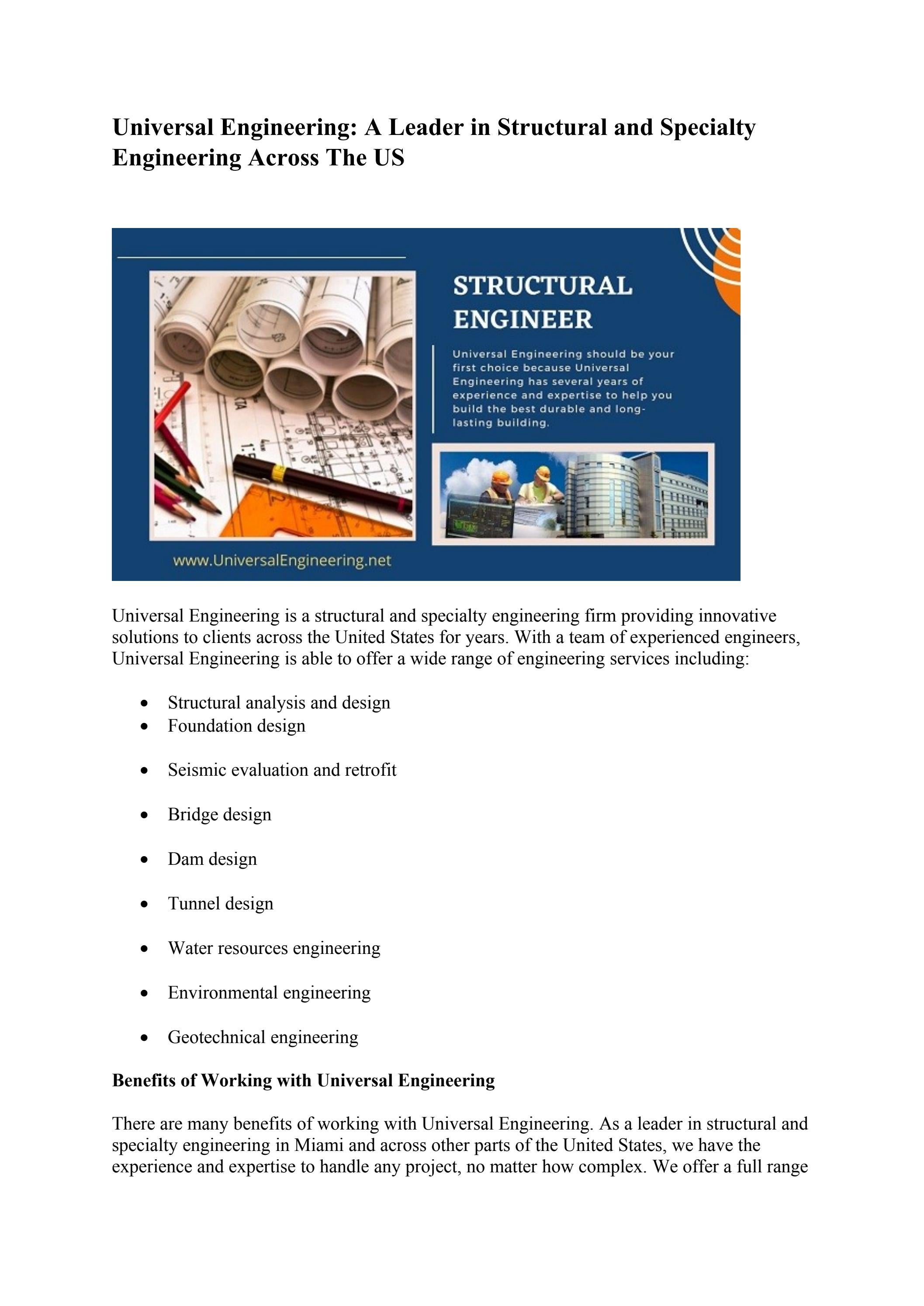 Universal Engineering: A Leader in Structural and Specialty Engineering ...