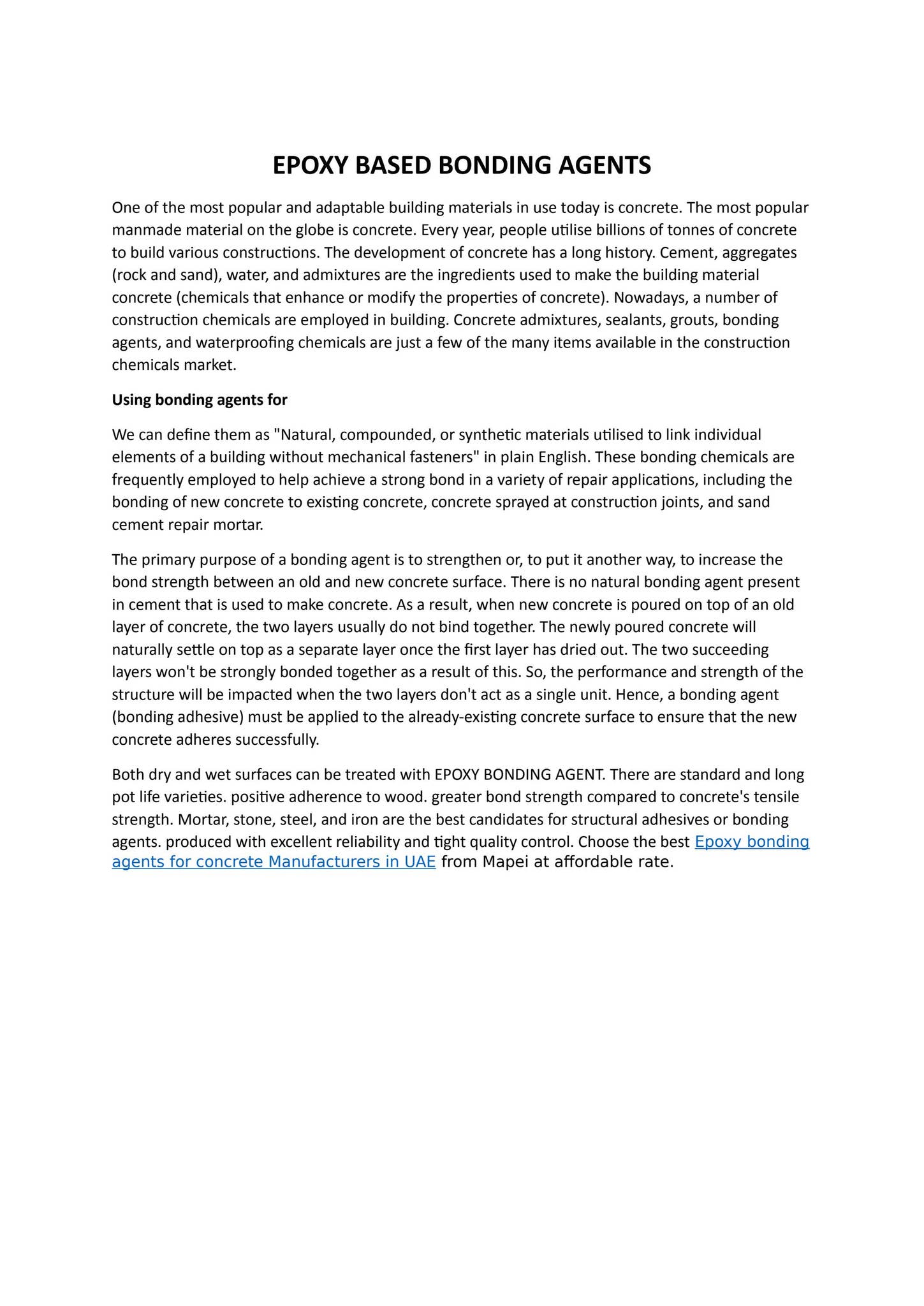 EPOXY BASED BONDING AGENTS IN UAE by Mapei - Issuu