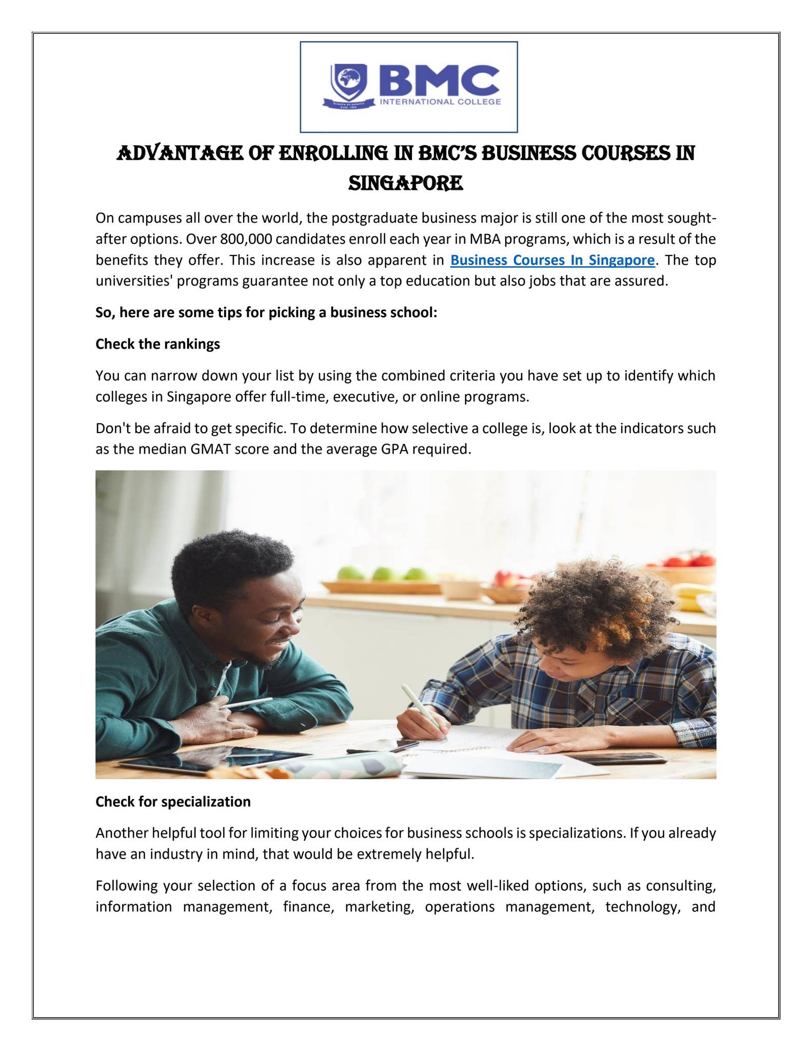 Advantage of Enrolling in BMC’s Business Courses In Singapore by BMC ...