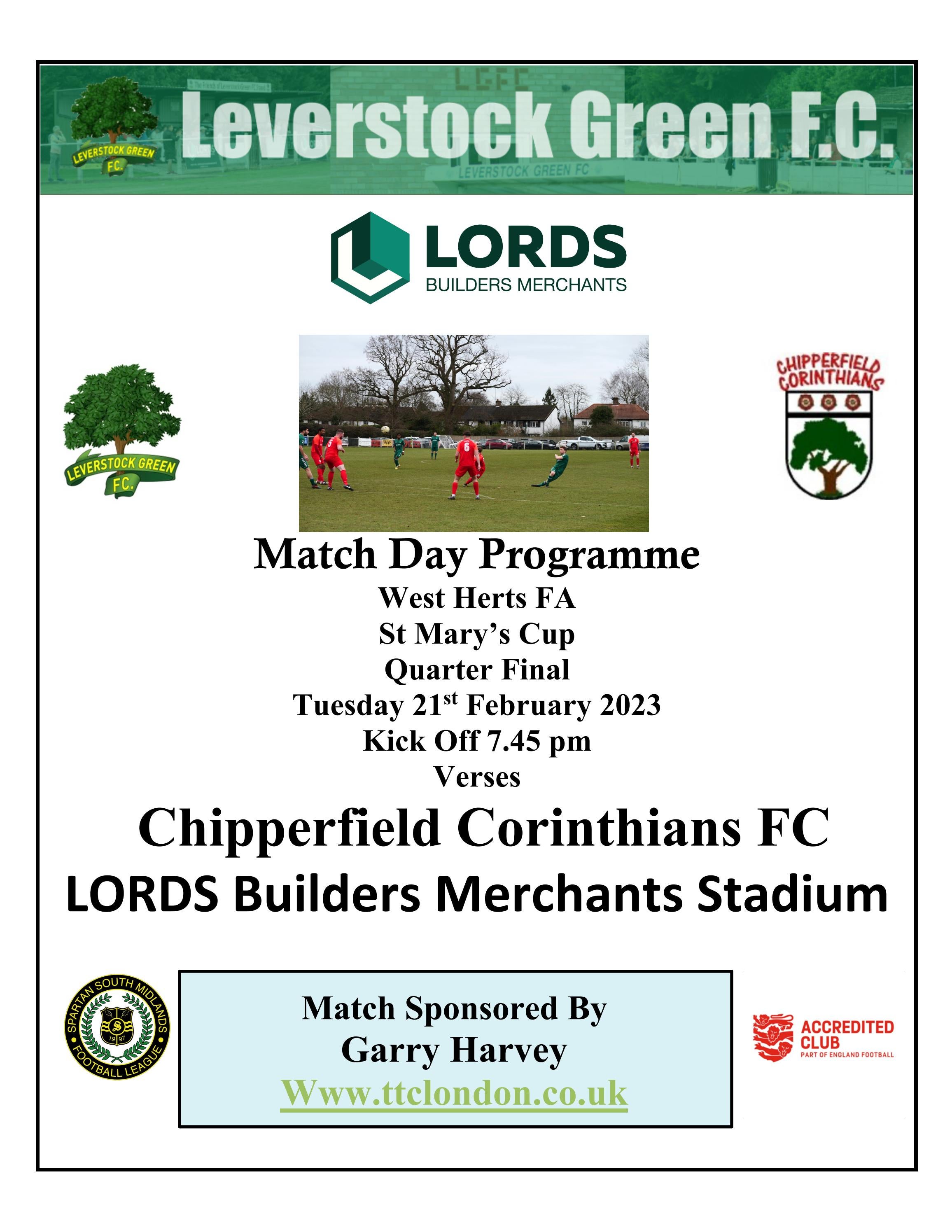 Leverstock Green FC Programme vs Chipperfield Corinthians by Leverstock ...