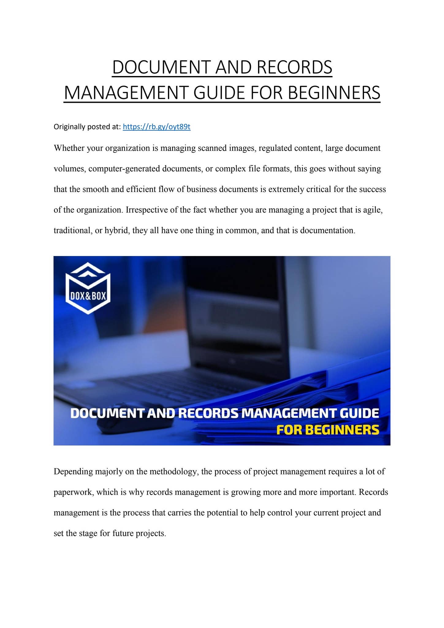 DOCUMENT AND RECORDS MANAGEMENT GUIDE FOR BEGINNERS by Dox and Box - Issuu