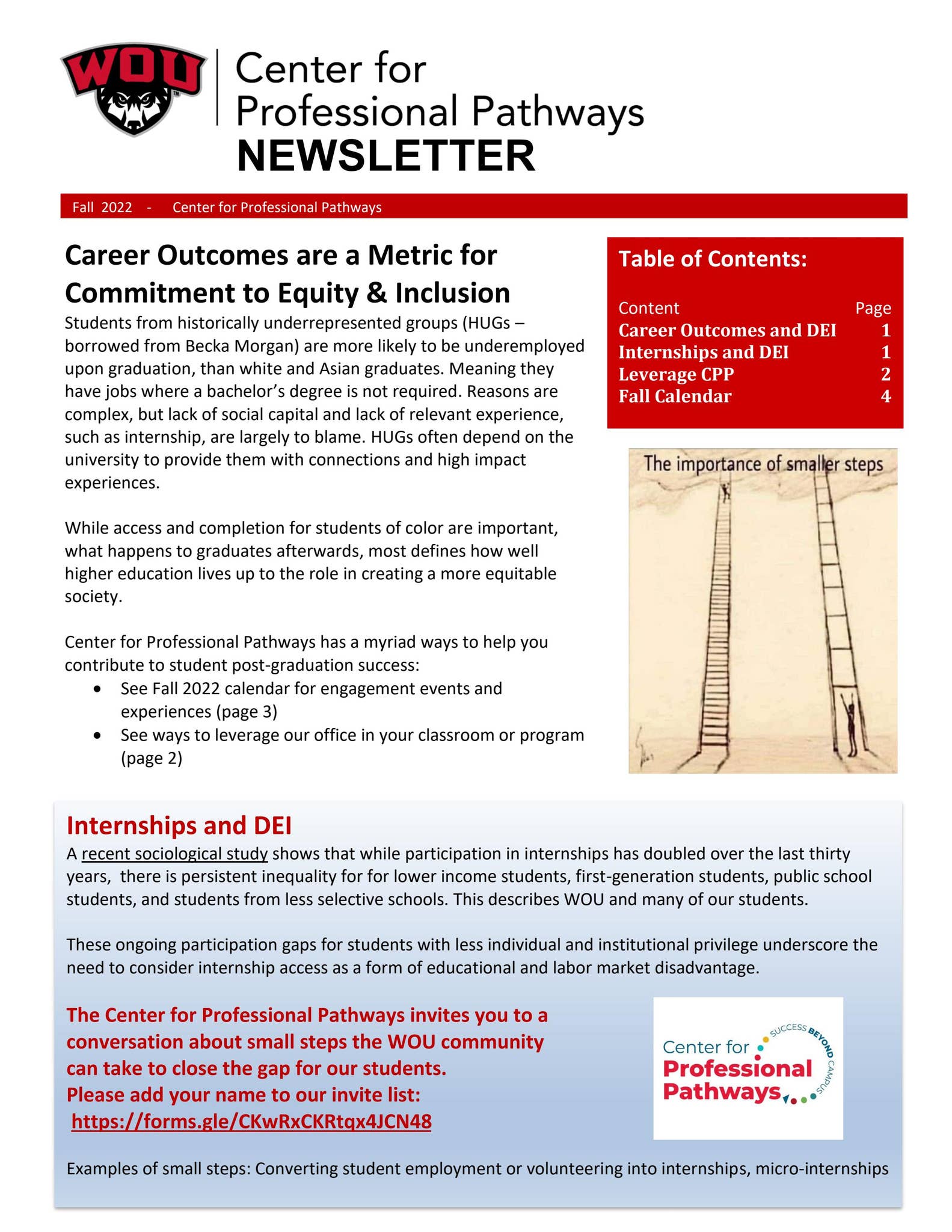 Center for Professional Pathways 2022 Fall Newsletter by westernoregon ...