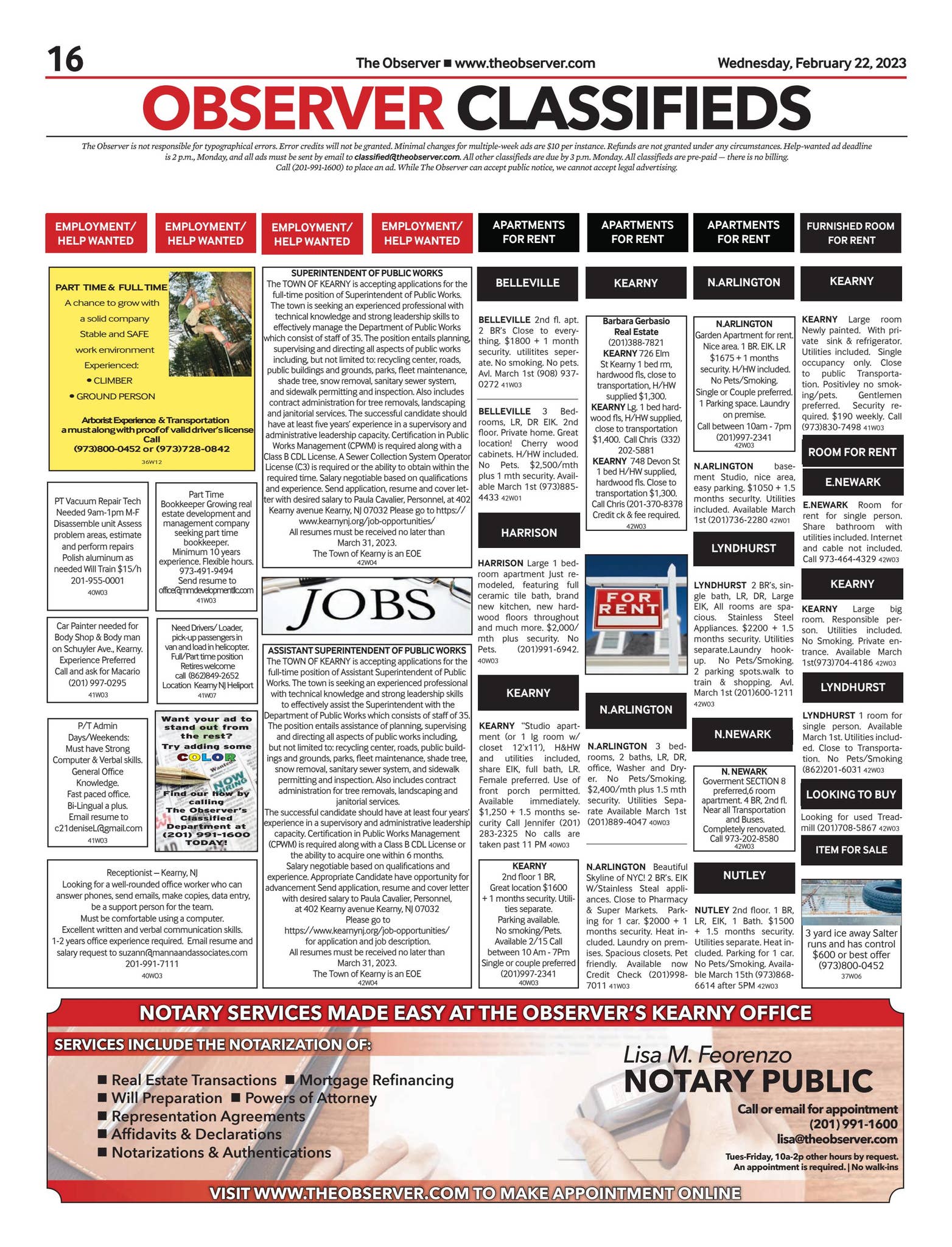 Classifieds for Feb. 22, 2023 by The Observer Newspaper - Issuu