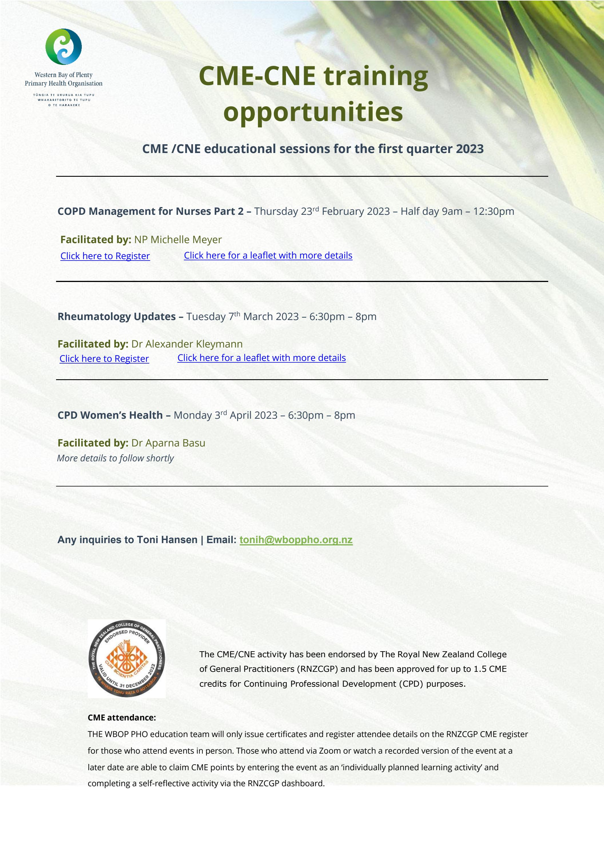 CME-CNE first quarter Flyer 2023 by WBOP PHO - Issuu