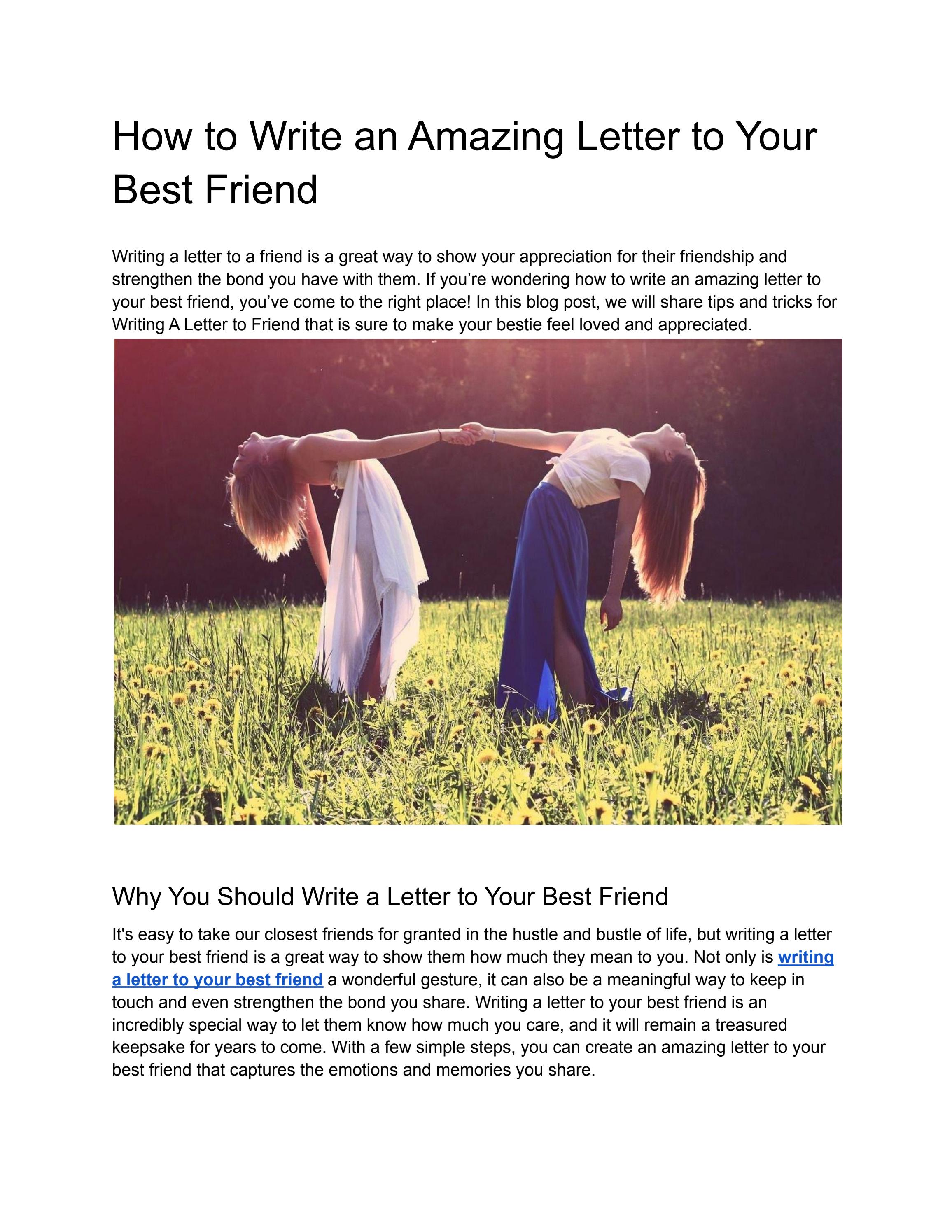 How To Write An Amazing Letter To Your Best Friend By Articles Reader
