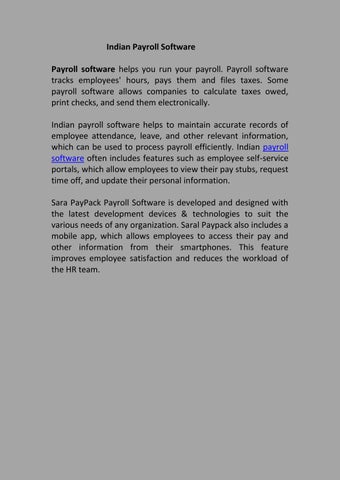 Indian Payroll Software by Saral Paypack - Issuu