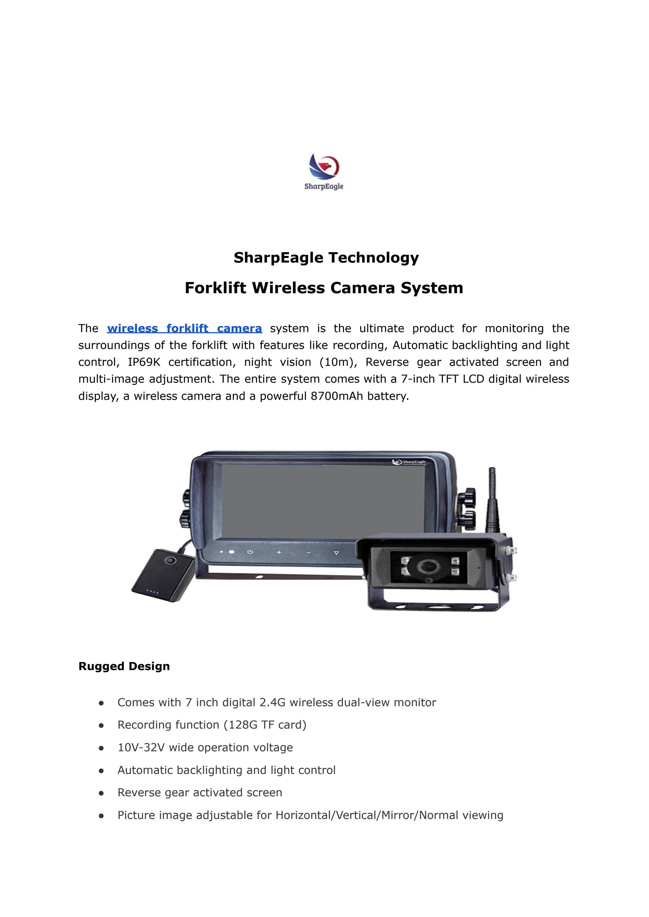 Forklift Wireless Camera System - SharpEagle Technology by SharpEagle Technology - Issuu