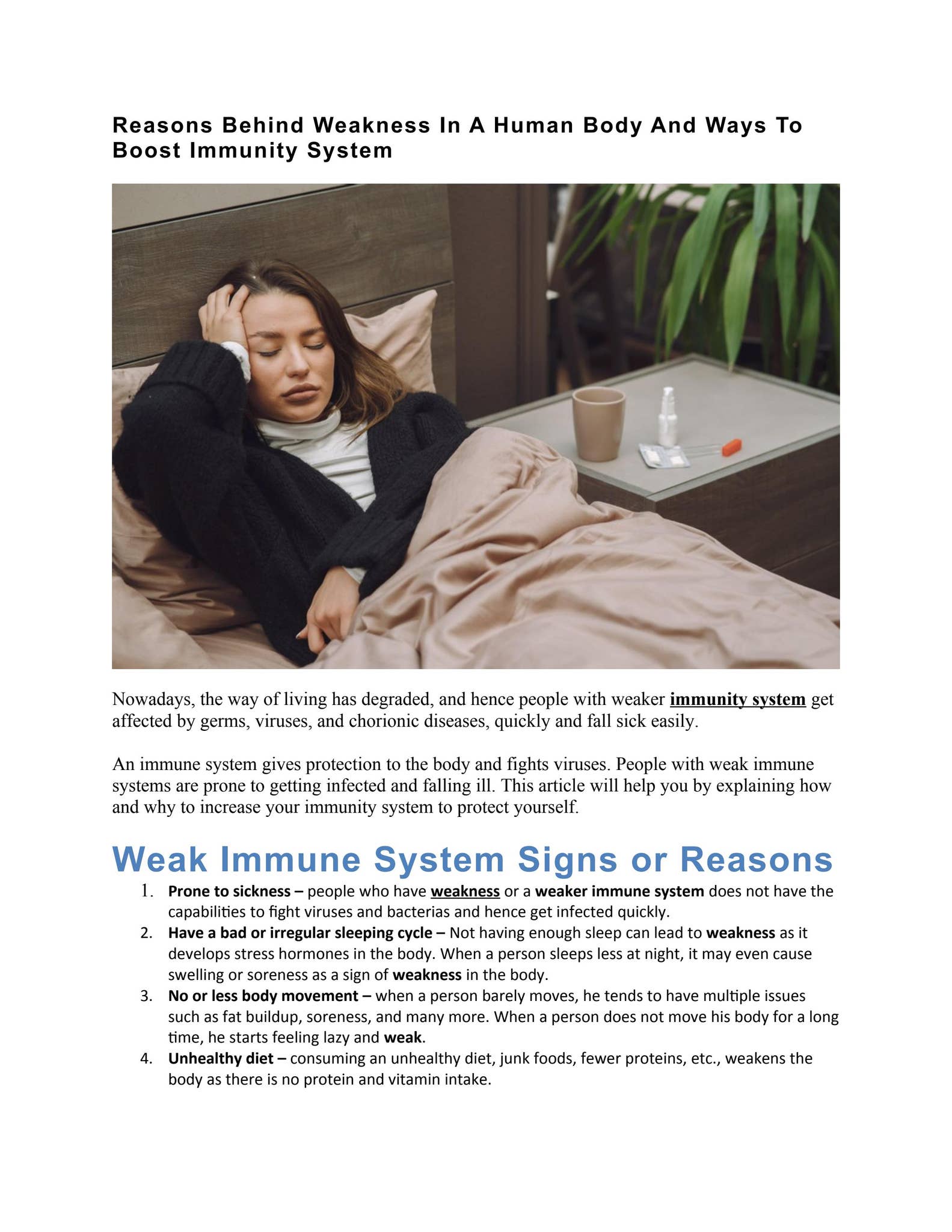 Reasons Behind Weakness In A Human Body And Ways To Boost Immunity ...