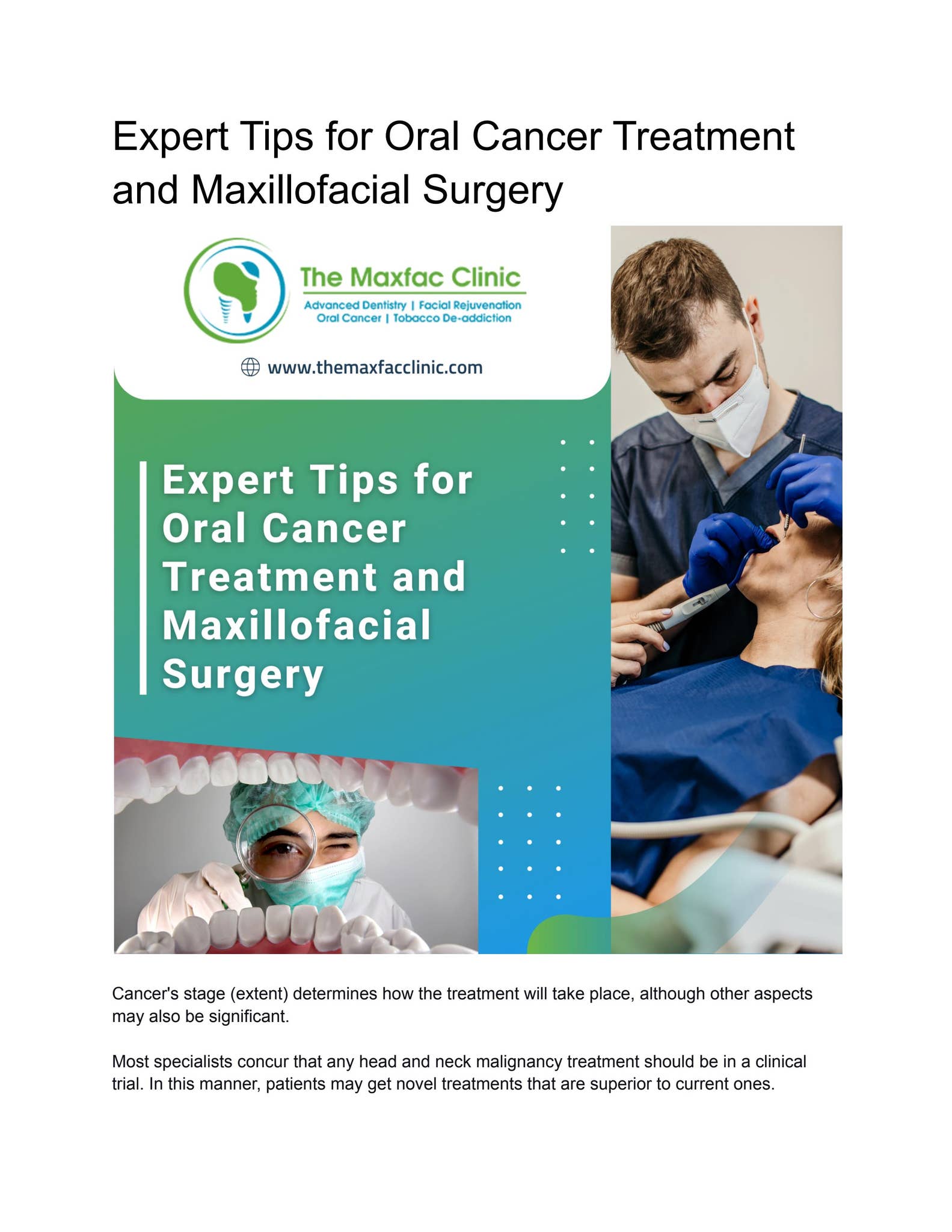 Expert Tips for Oral Cancer Treatment and Maxillofacial Surgery by The ...